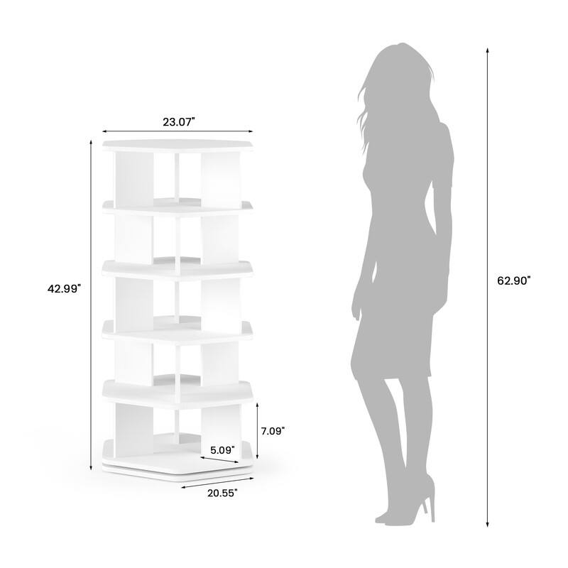 Skyzoo 360° Rotating Shoe Rack 5 Tier Hexagon Spinning Shoe Organizer ...