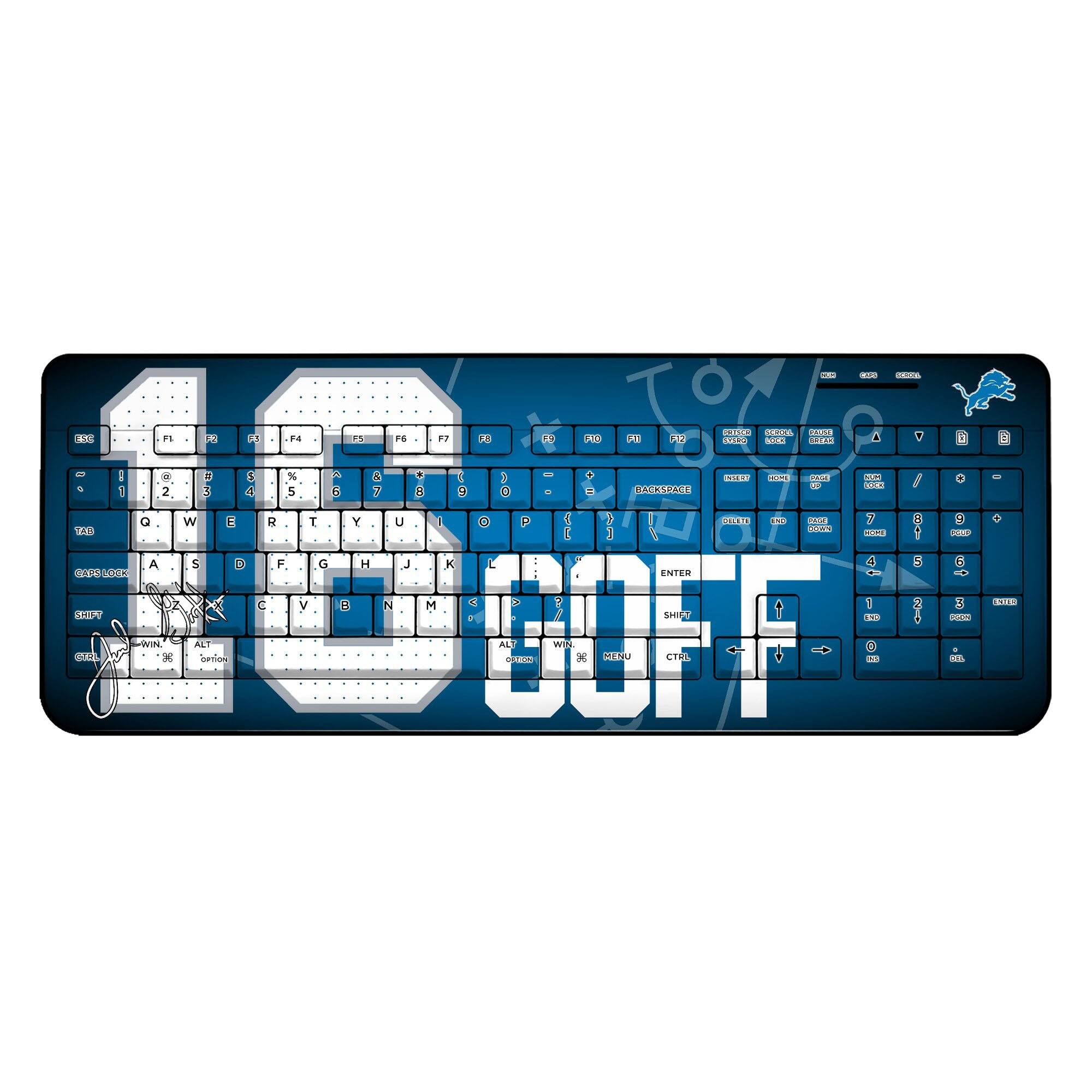Keyscaper Jared Goff Detroit Lions Wireless Keyboard Black 202494865 ...