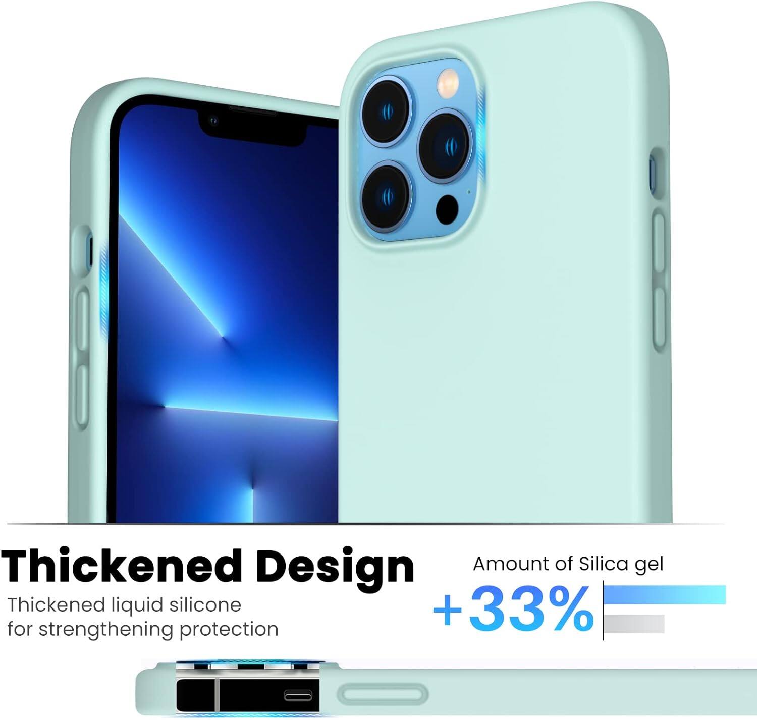 Ornarto Shockproof Liquid Silicone Designed for iPhone 13 Pro Max Case ...