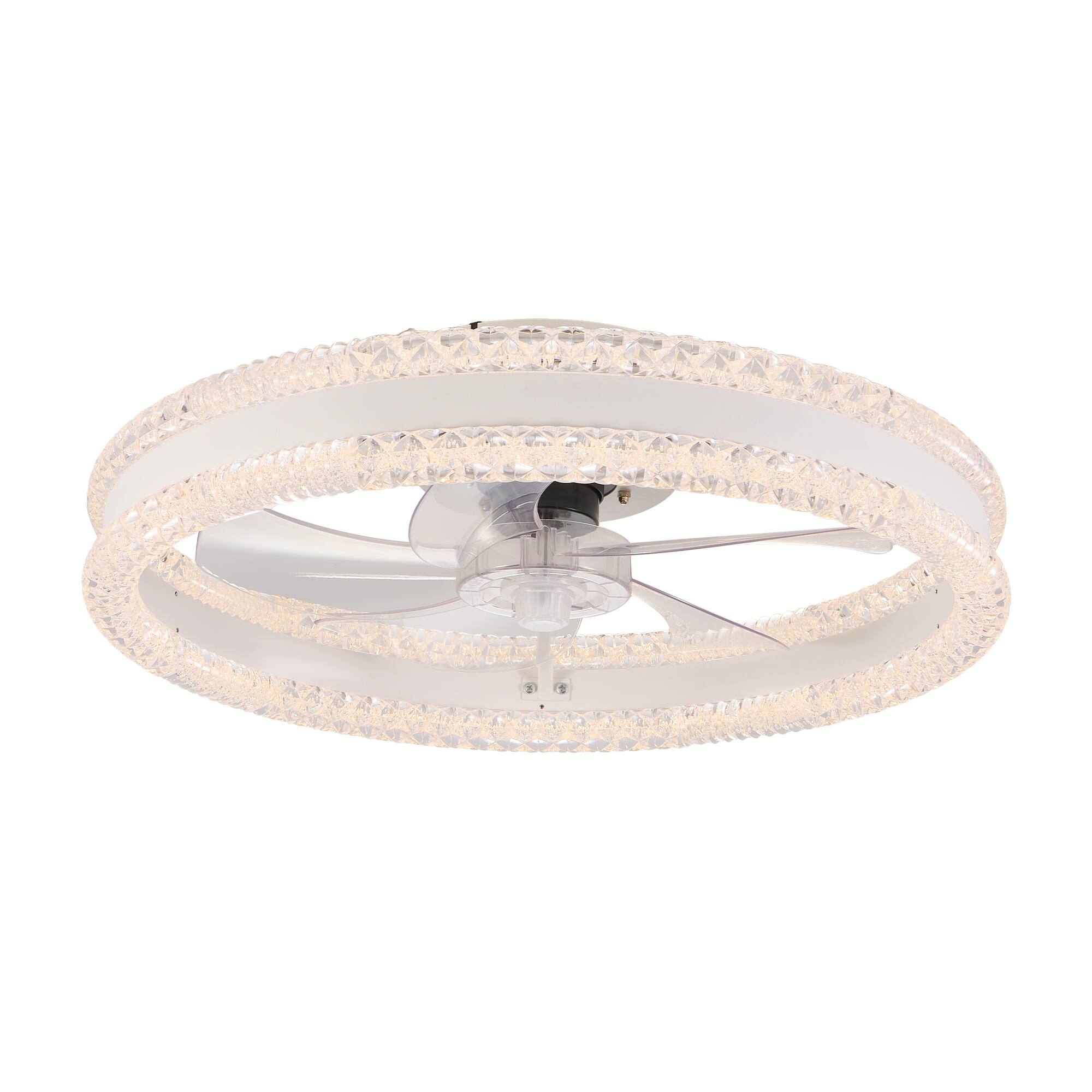 APRILSOUL 20 inch Luxury Double Ring LED Ceiling Fan Light Hidden ...