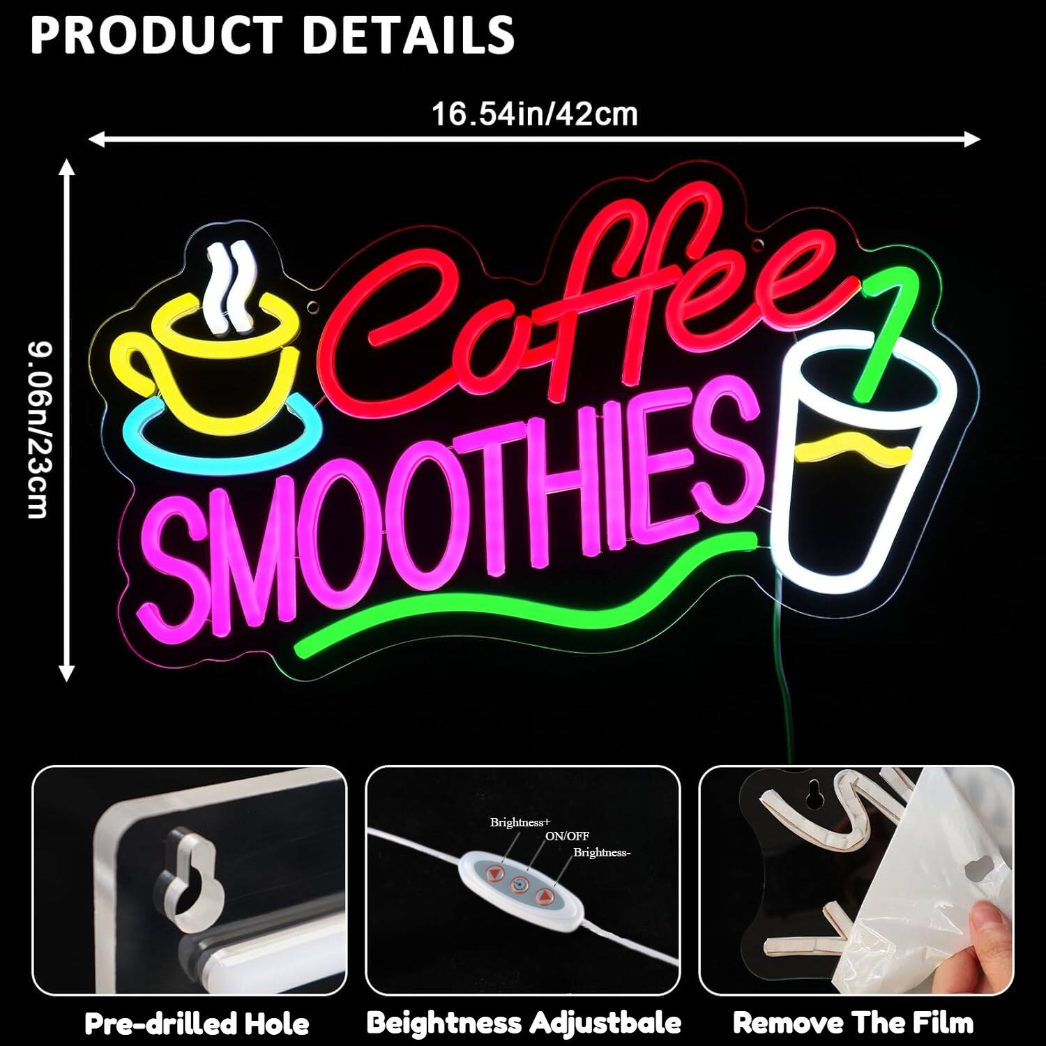 Auledio Coffee Smoothies Neon Sign for Wall Decor, Smoothie Led Signs ...