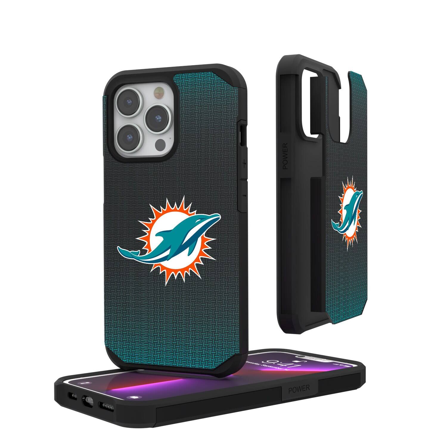 Keyscaper NFL Miami Dolphins Linen Logo iPhone Rugged Case 14 Black ...