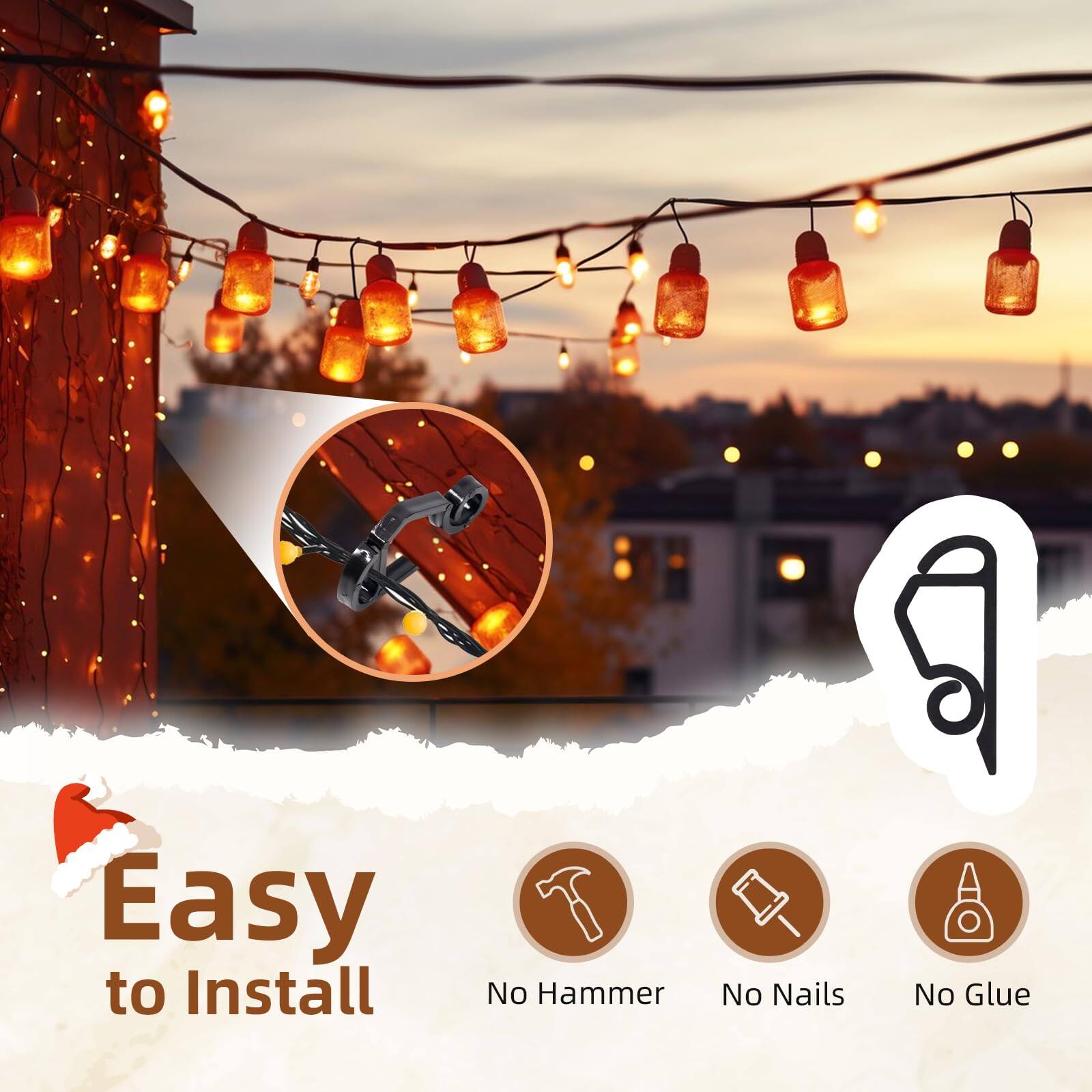 Paradigms Interiors Christmas Light Clip Plastic Gutter Hooks Outdoor ...