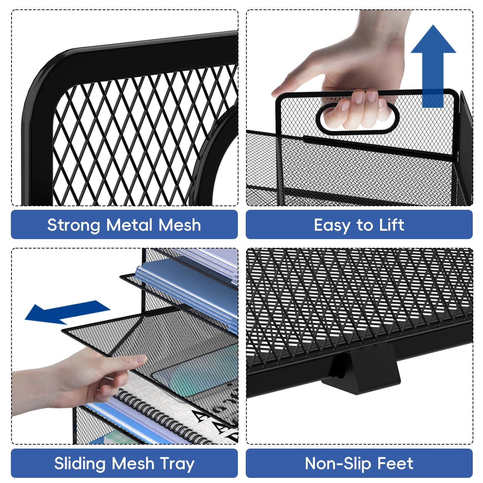 Dapper Styles 5 tier Desk File Organizer Metal Letter Paper Tray ...