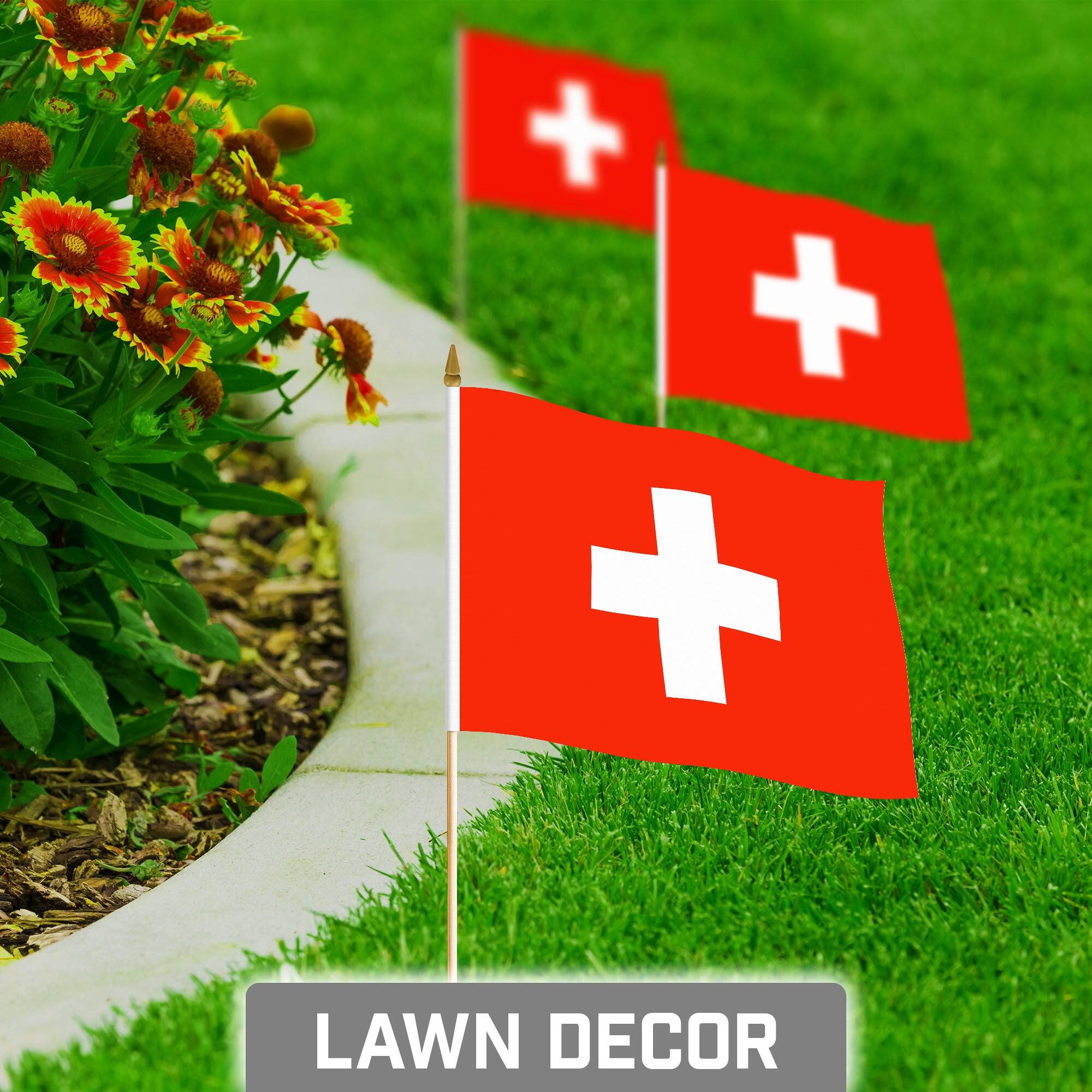 G128 24 Pack Handheld Switzerland Stick Flags, 8 x 12 in, 150D ...