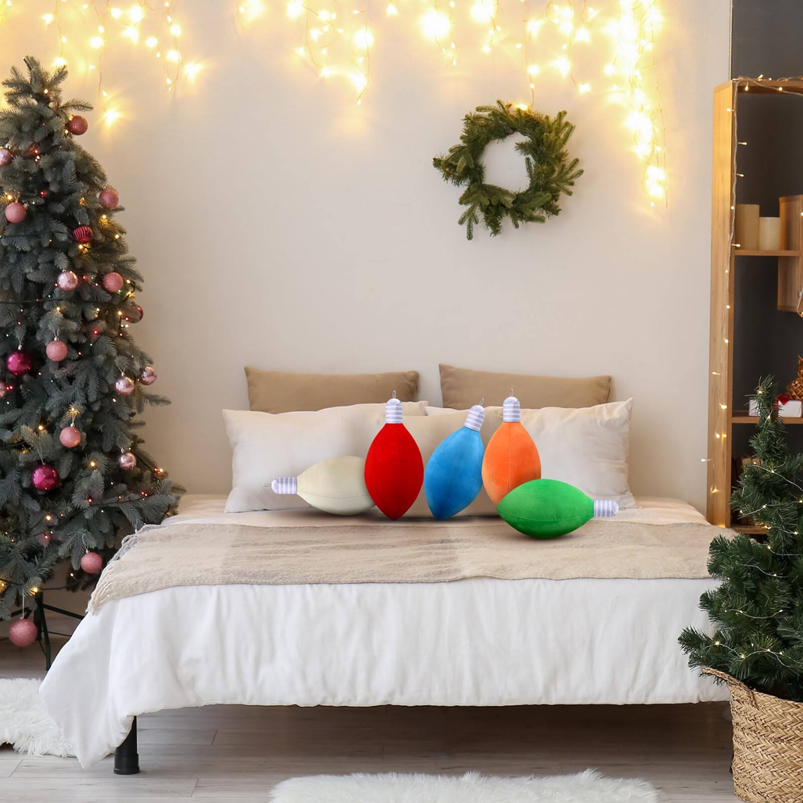 Paradigms Interiors Christmas Light Shaped Pillows Bulb Throw Soft ...