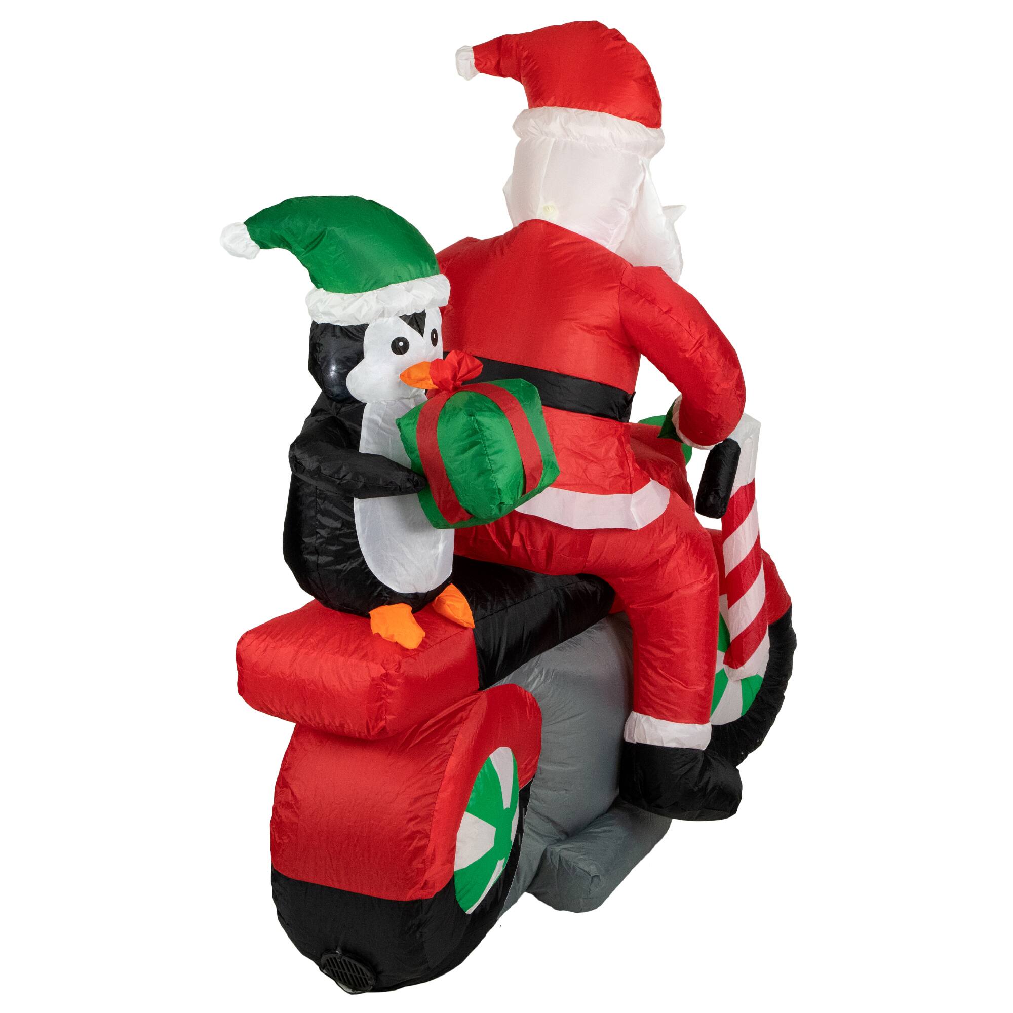 Northlight LED Lighted Santa and Penguin on Motorcycle Outdoor ...