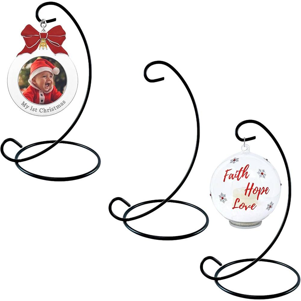 PARKER SLATER Wrought Iron Tall Ornament Display Stands, 13" Holders, 3 ...