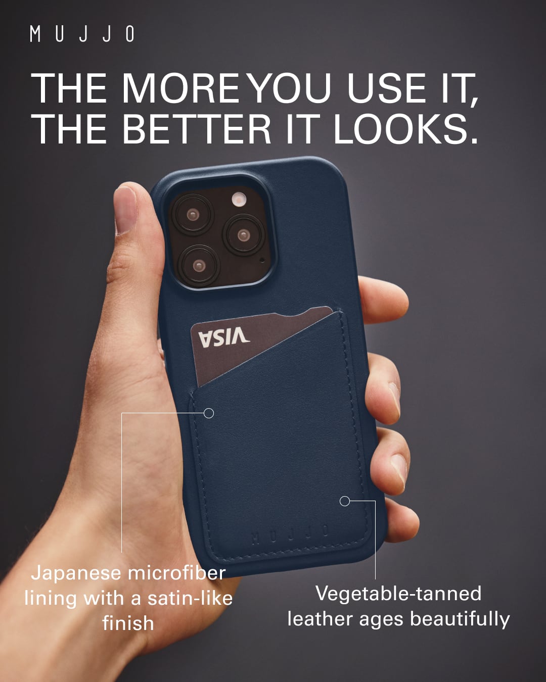 Mujjo Apple iPhone 16 Pro Wallet Leather Case Monaco Blue MUJJO-CL-052 ...