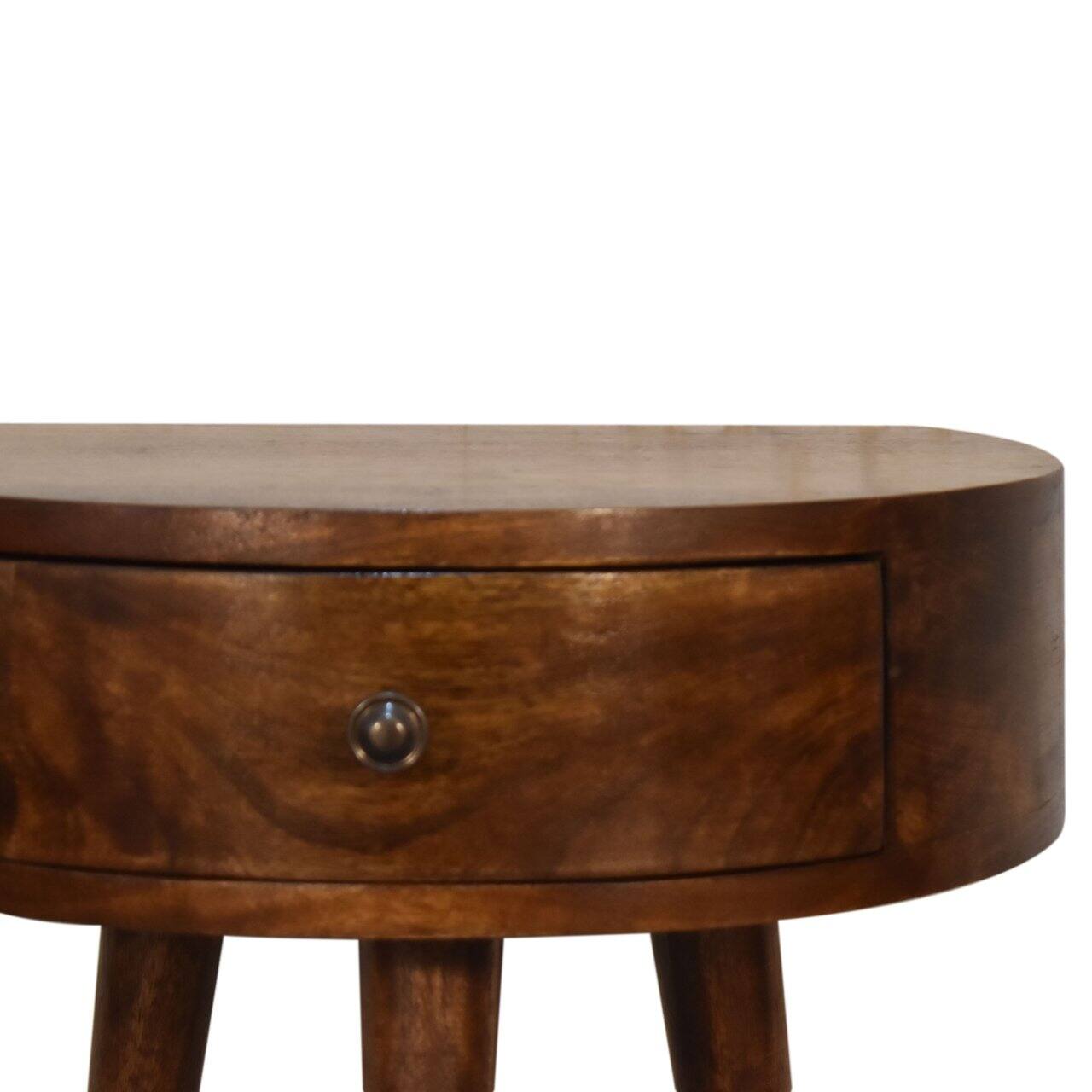 Artisan Furniture Solid Wood Semi Circle Nightstand, 1 Drawer, Nordic ...