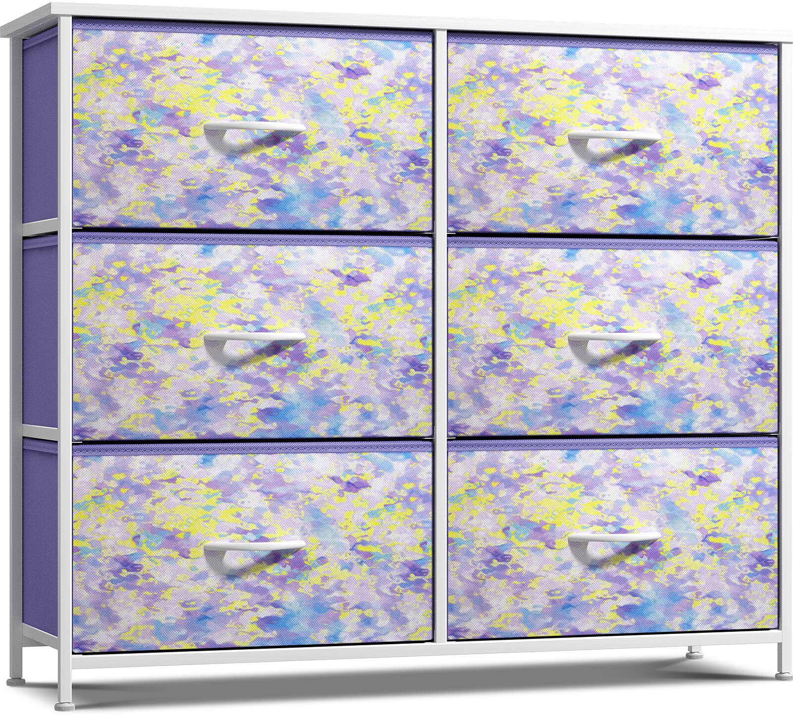 Sorbus 6 Drawers Dresser Storage Unit with Steel Frame, Wood Top ...