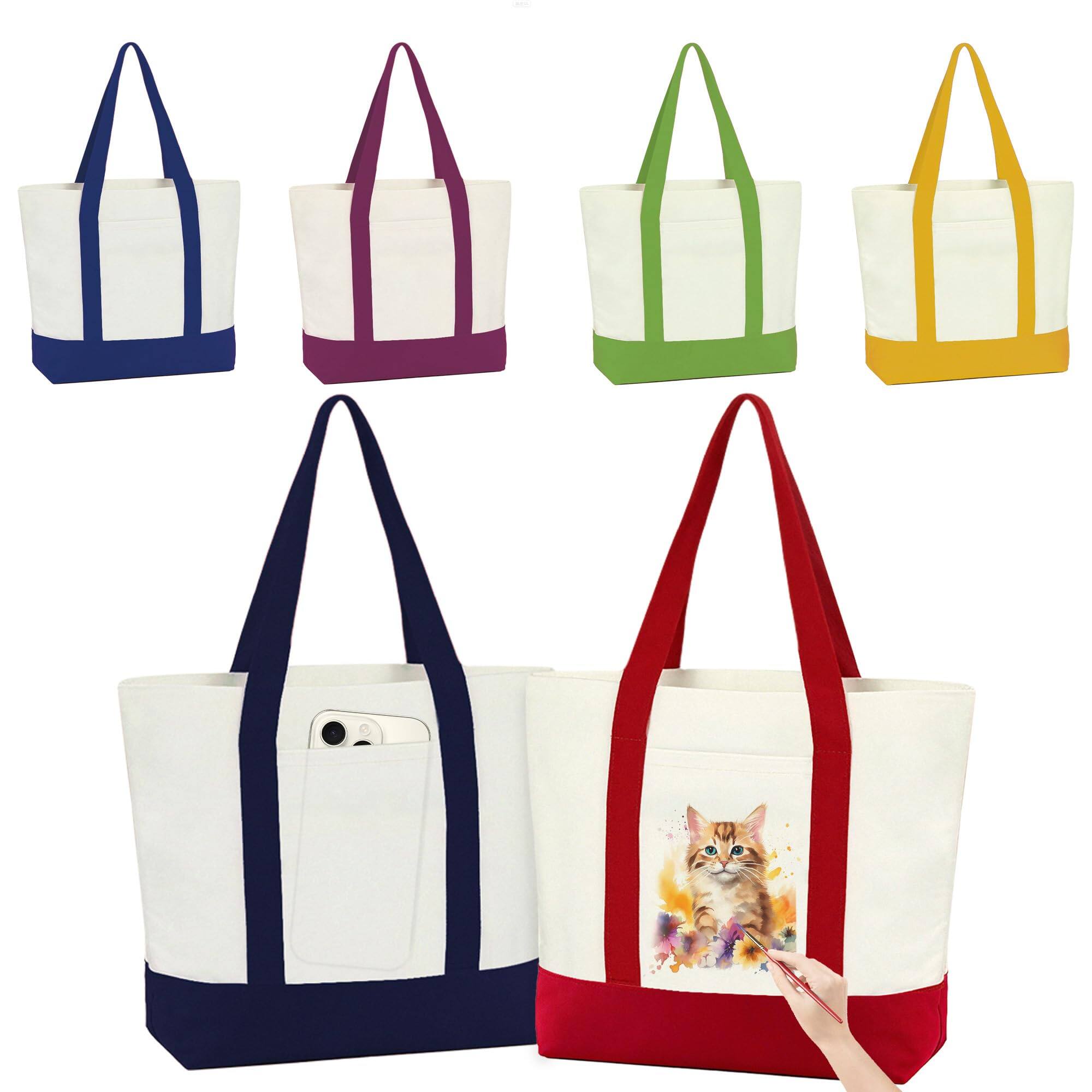 Vulpecula Spade 6 Pack Small Canvas Tote Bags Set for School Painting ...