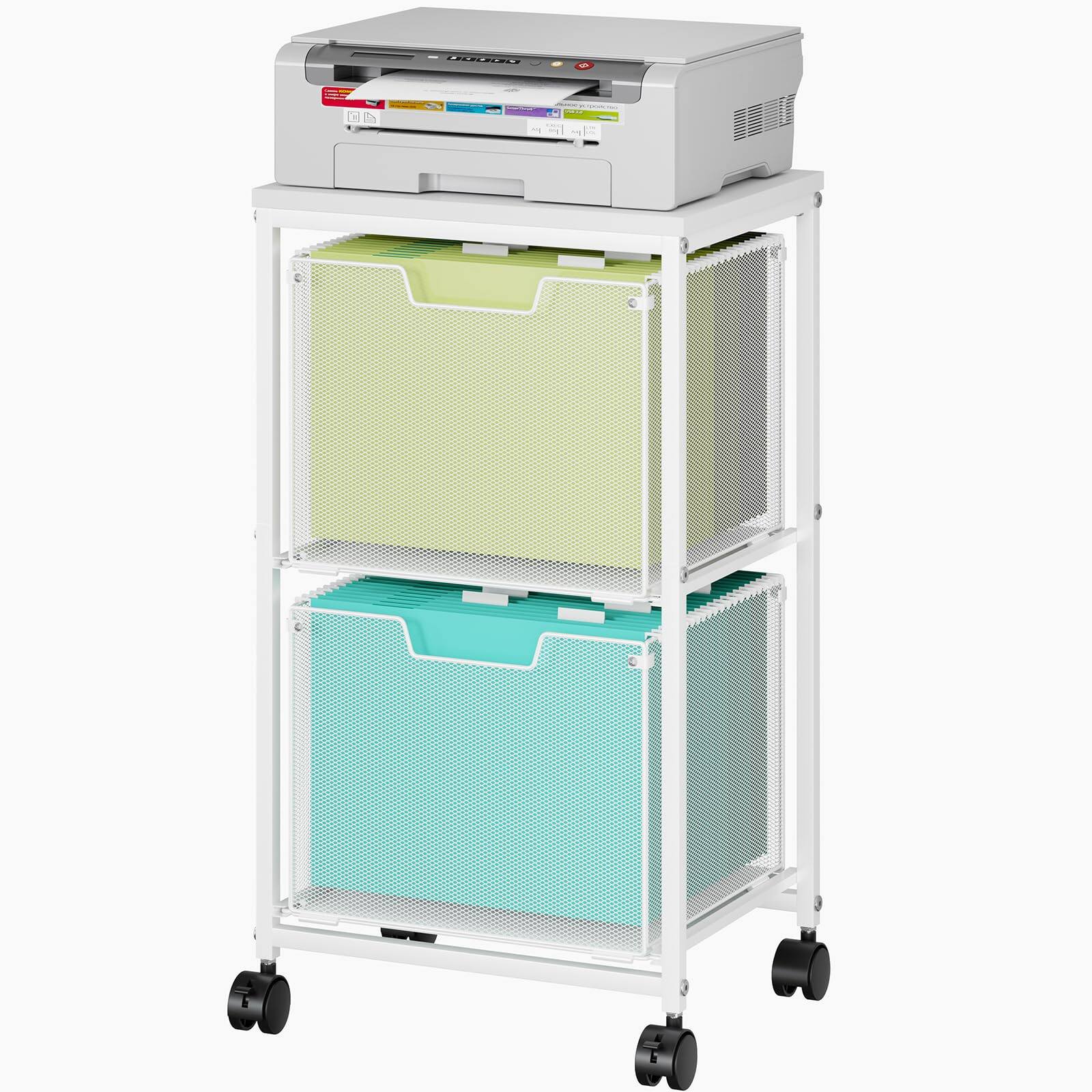 Dapper Styles Rolling File Cart With 2 Storage Drawers Under Desk ...