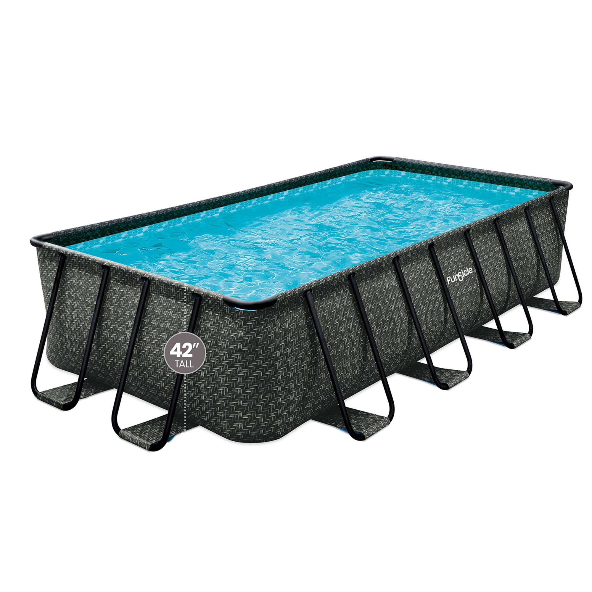 Funsicle 16' x 8' x 42" Oasis Rectangle Outdoor Above Ground Swimming ...