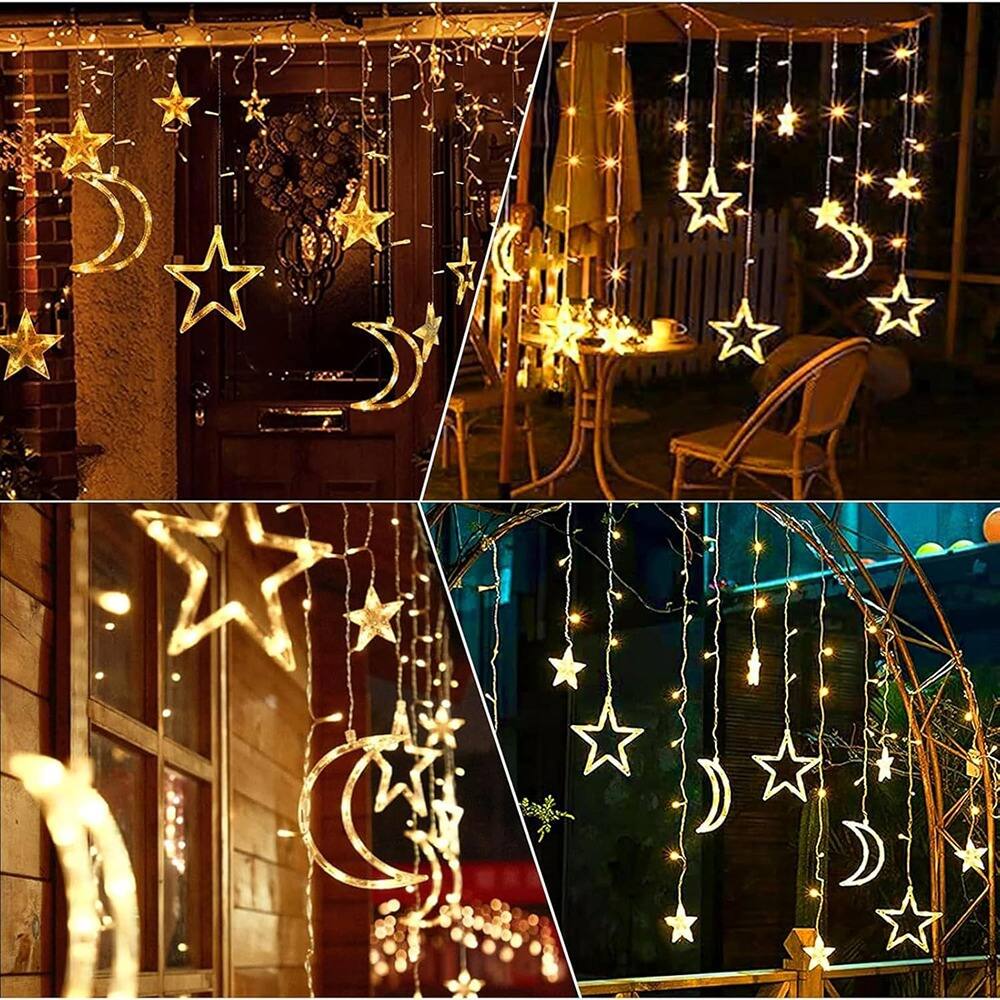 RTMB 138 Solar Moon Star String Lights for Ramadan Decorations with 8 ...