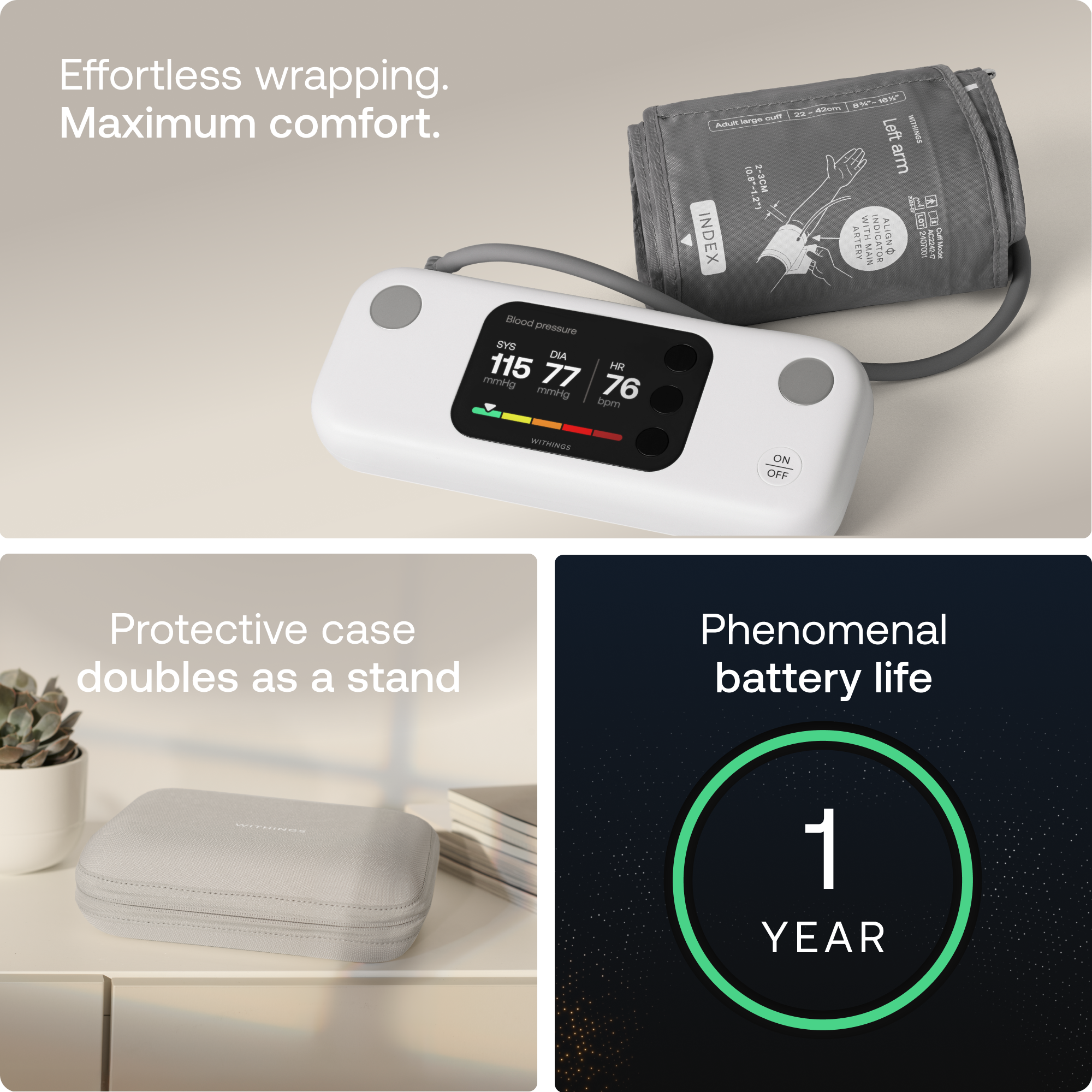 Withings BPM Vision Smart Arm Blood Pressure Monitor Gray WPM07-08-all ...