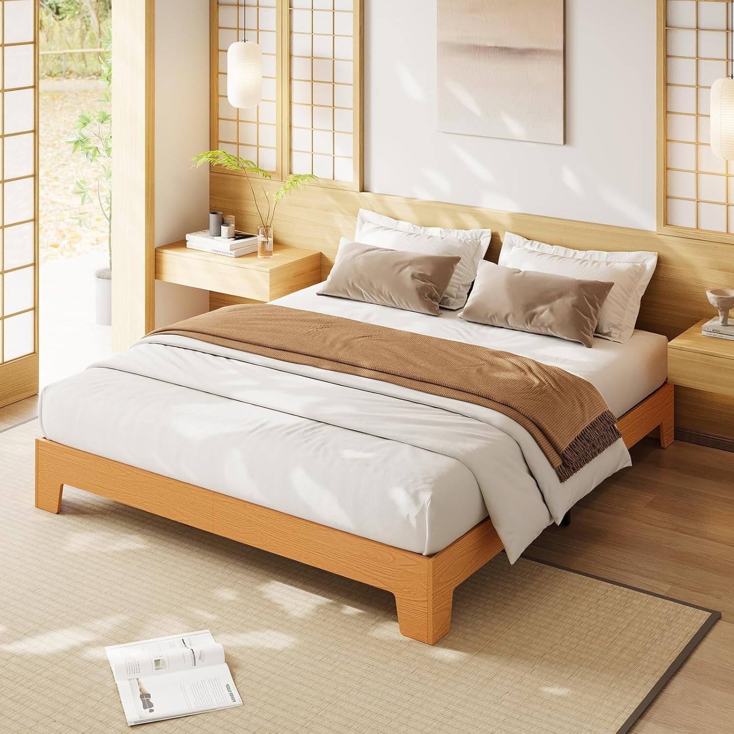 Jojoka Easy Assembly King Platform Bed Frame Space Saving, for Living ...