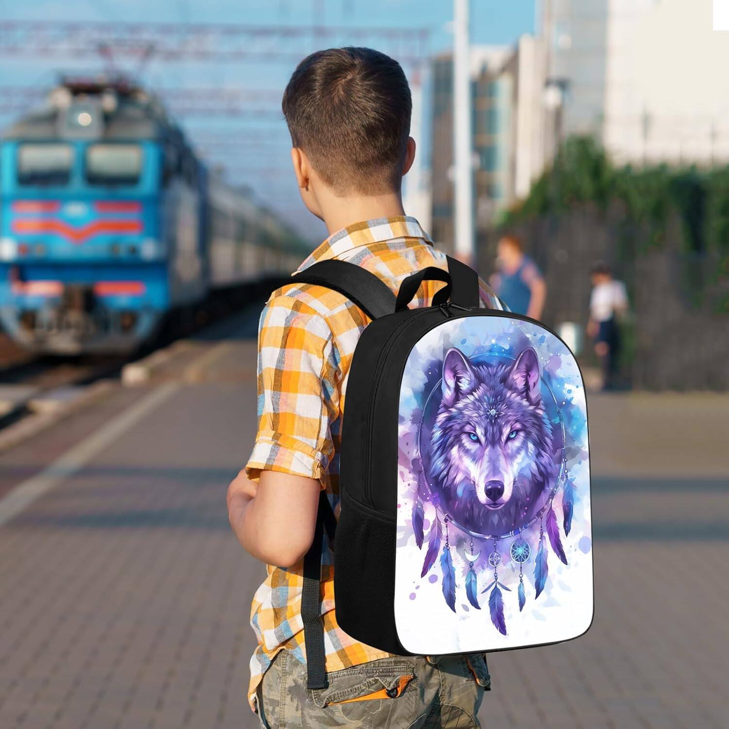 Live At Space Backpack Watercolor Dream Catcher Bookbag Shoulder ...
