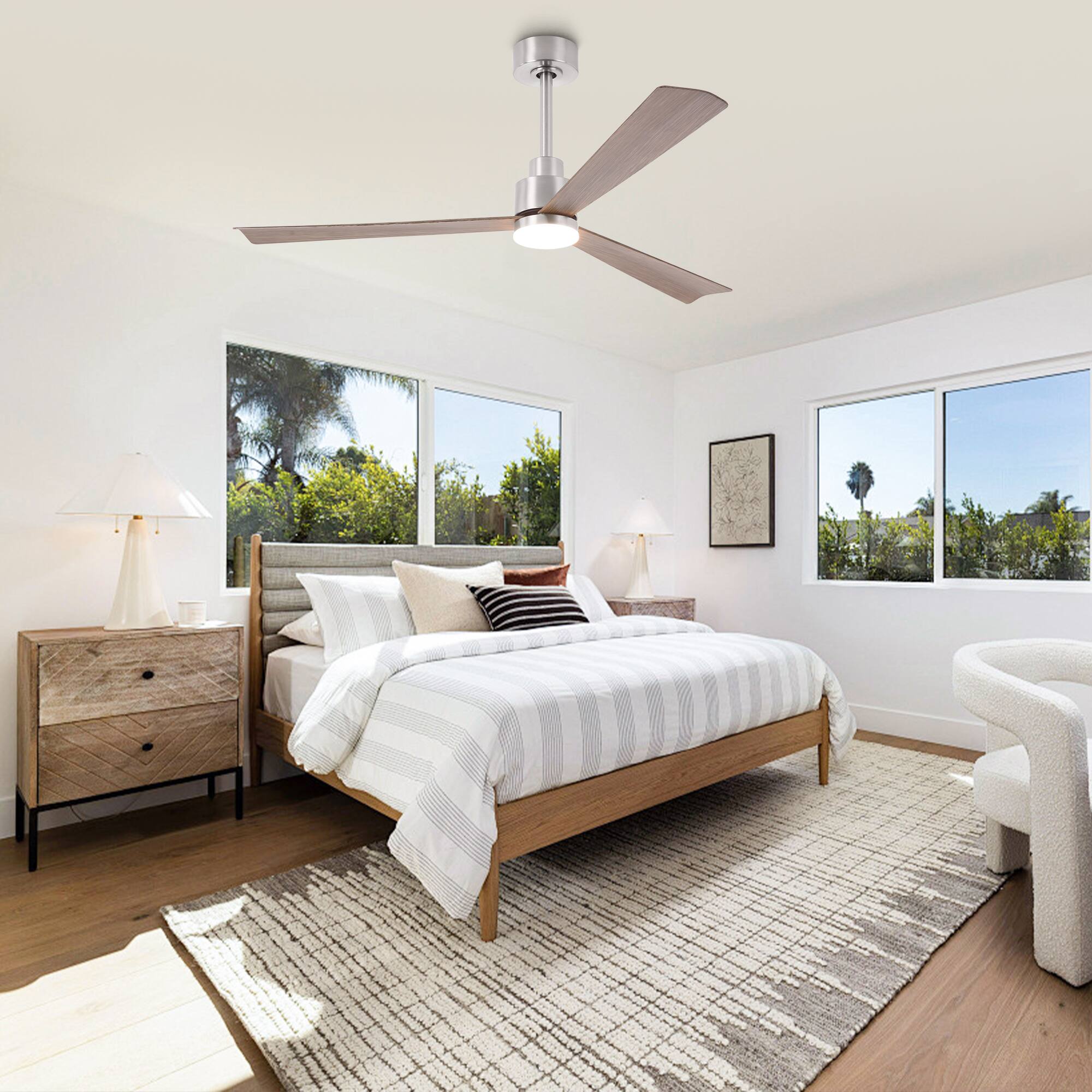 Parrot Uncle 52 Inch Modern Propeller Ceiling Fan with Dimmable LED ...