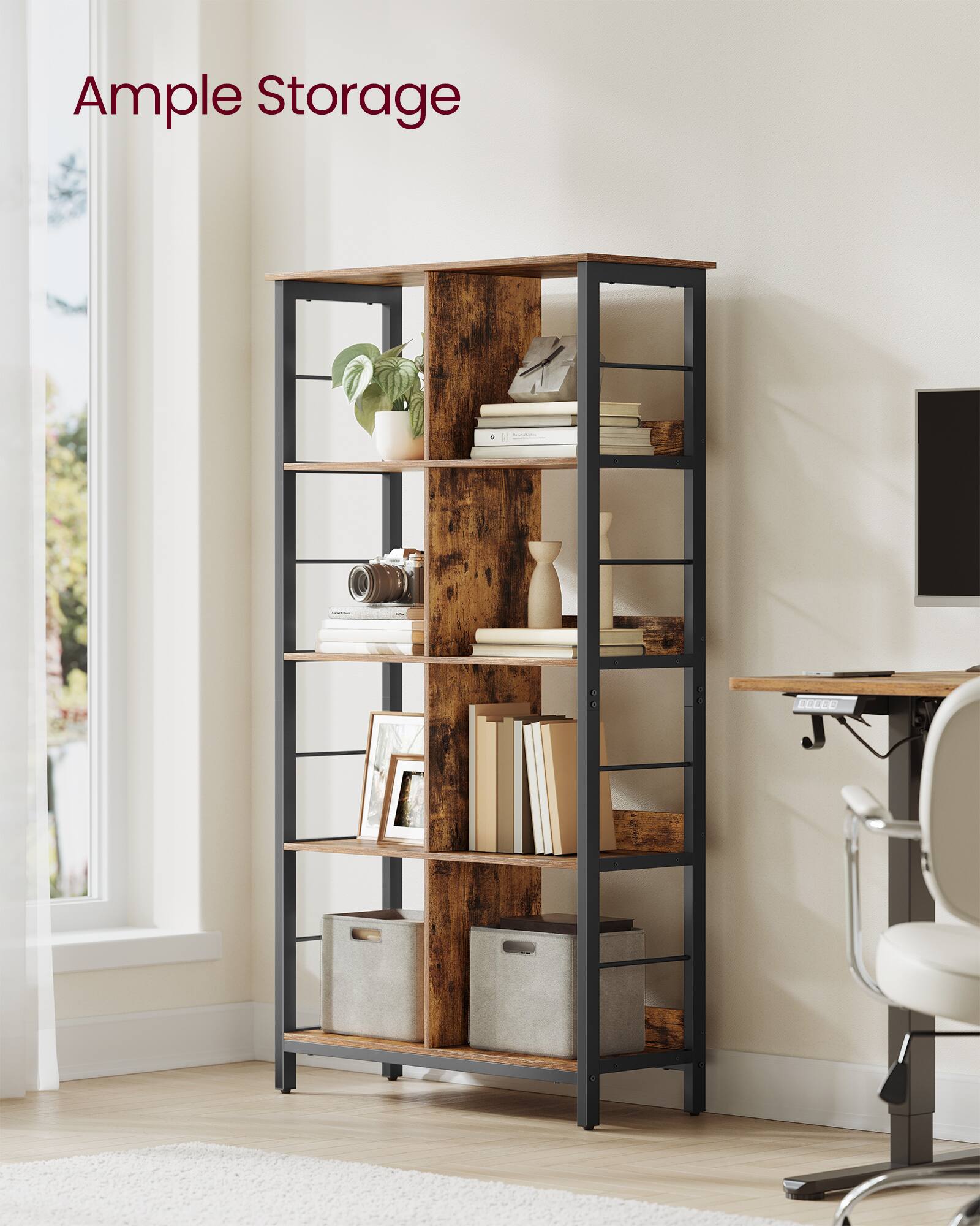 Songmics Home Bookcase, Bookshelf, Ladder Shelf 4 Tier, Display Storage ...