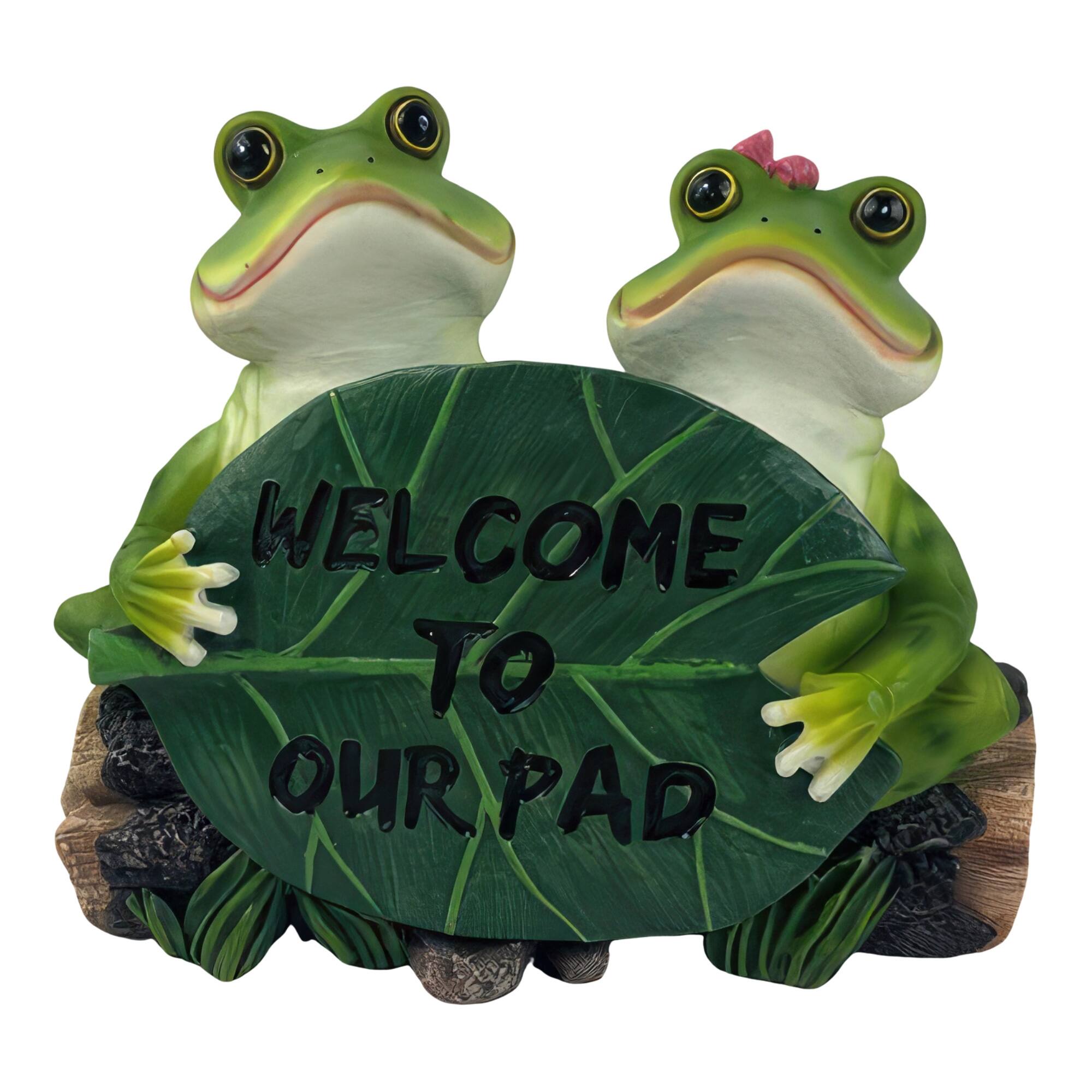 FC Design 7"W Frog Couple with Welcome to Our Pad Leaf Figurine Statue ...