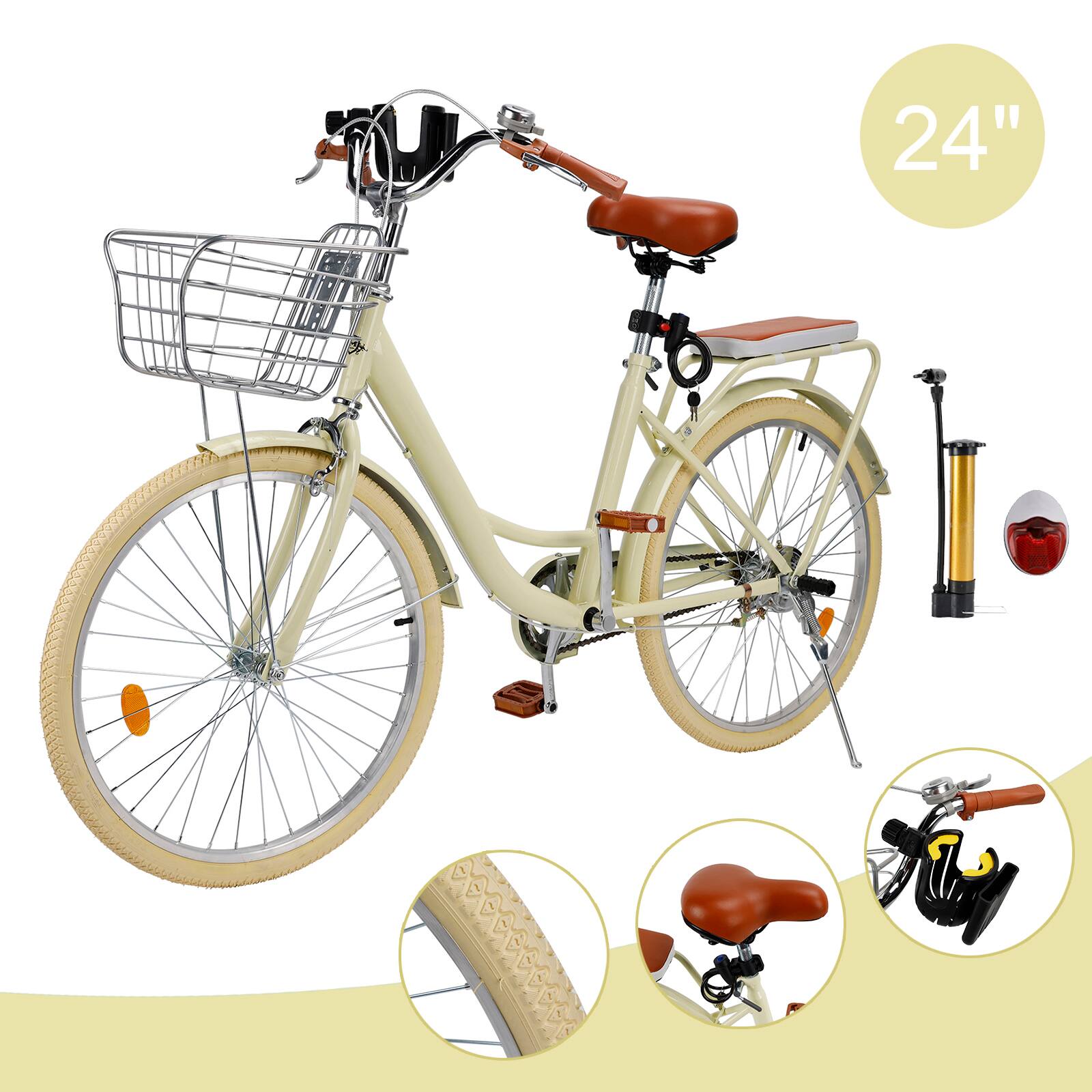 Topteng 24" Beach Cruiser Bike for Men/Women with Cup Holder, High ...