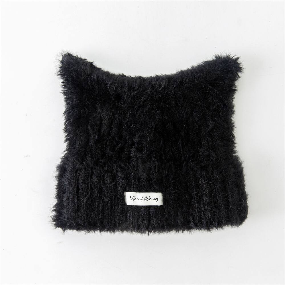 Auledio Cute cat ear knitted hat, loose fitting knitted hat for women ...