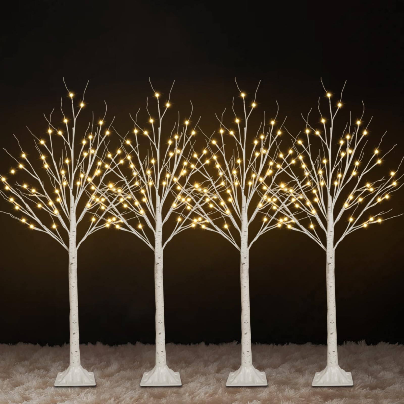 TECH SAFARI - 2-pack Lighted Birch Trees higher Size & Floor Standing ...