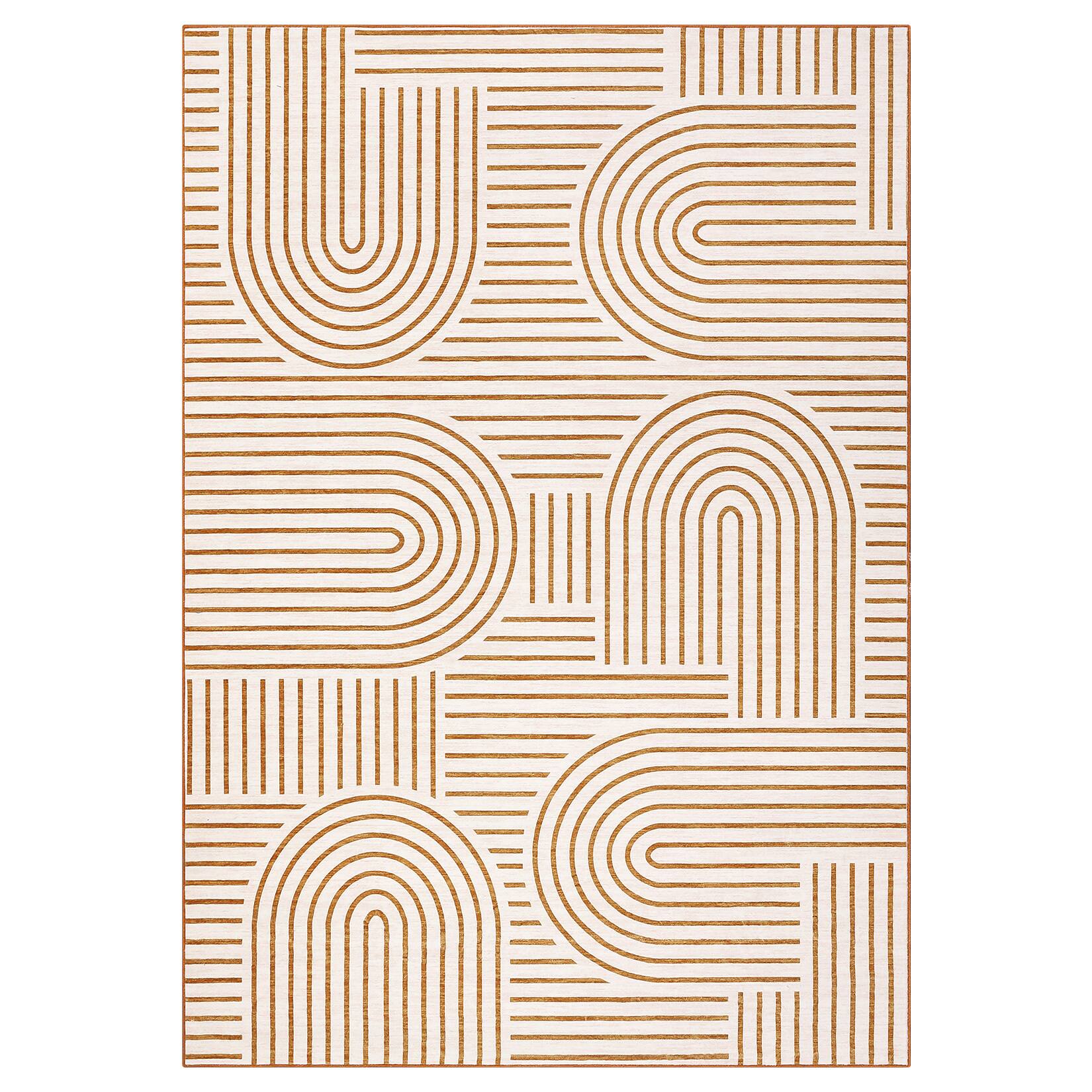 GARVEE Geometric Line Area Rug Modern Rhythm Low Pile Non Slip Machine ...