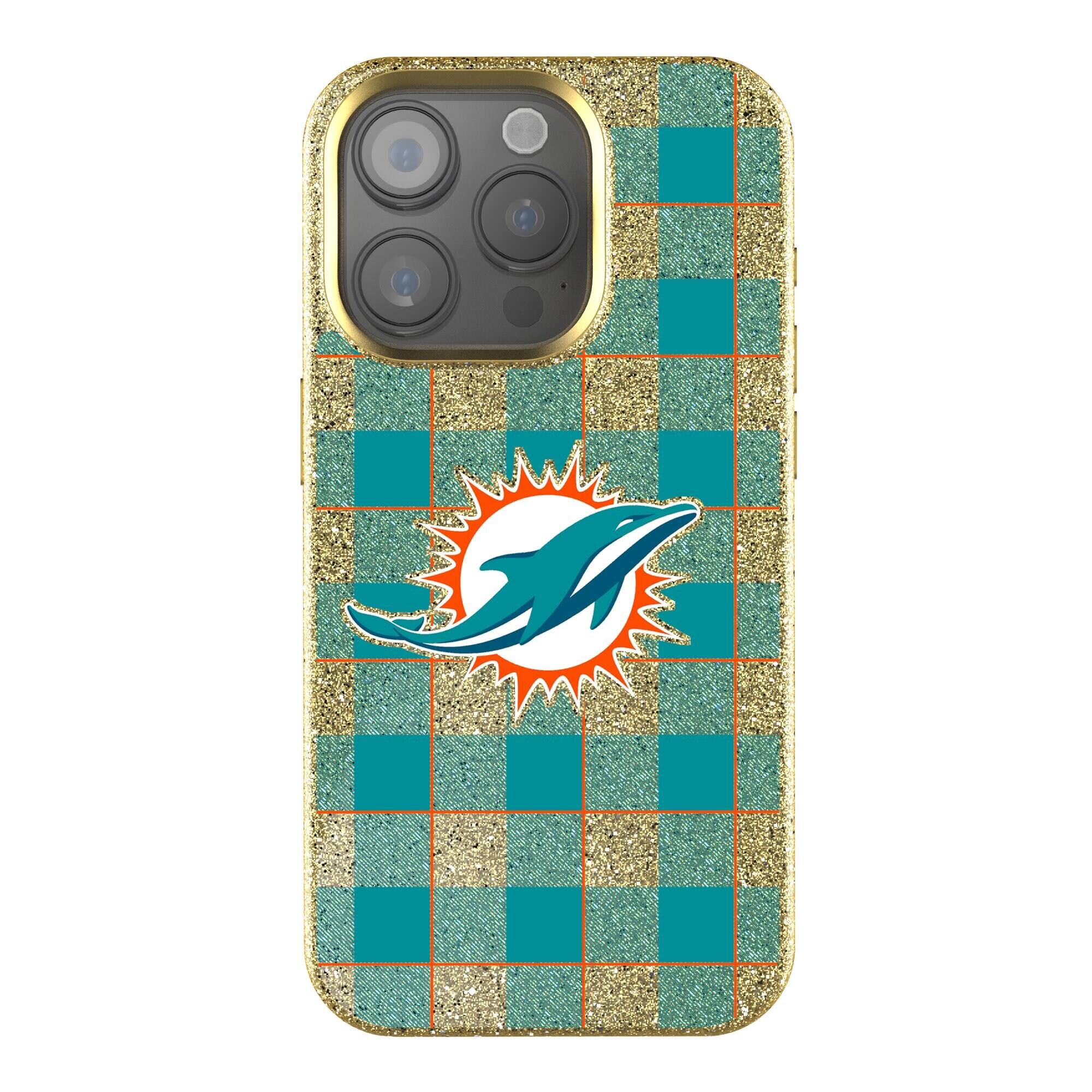 Keyscaper NFL Miami Dolphins Plaid Bling iPhone Case 16 Gold 202142882 ...