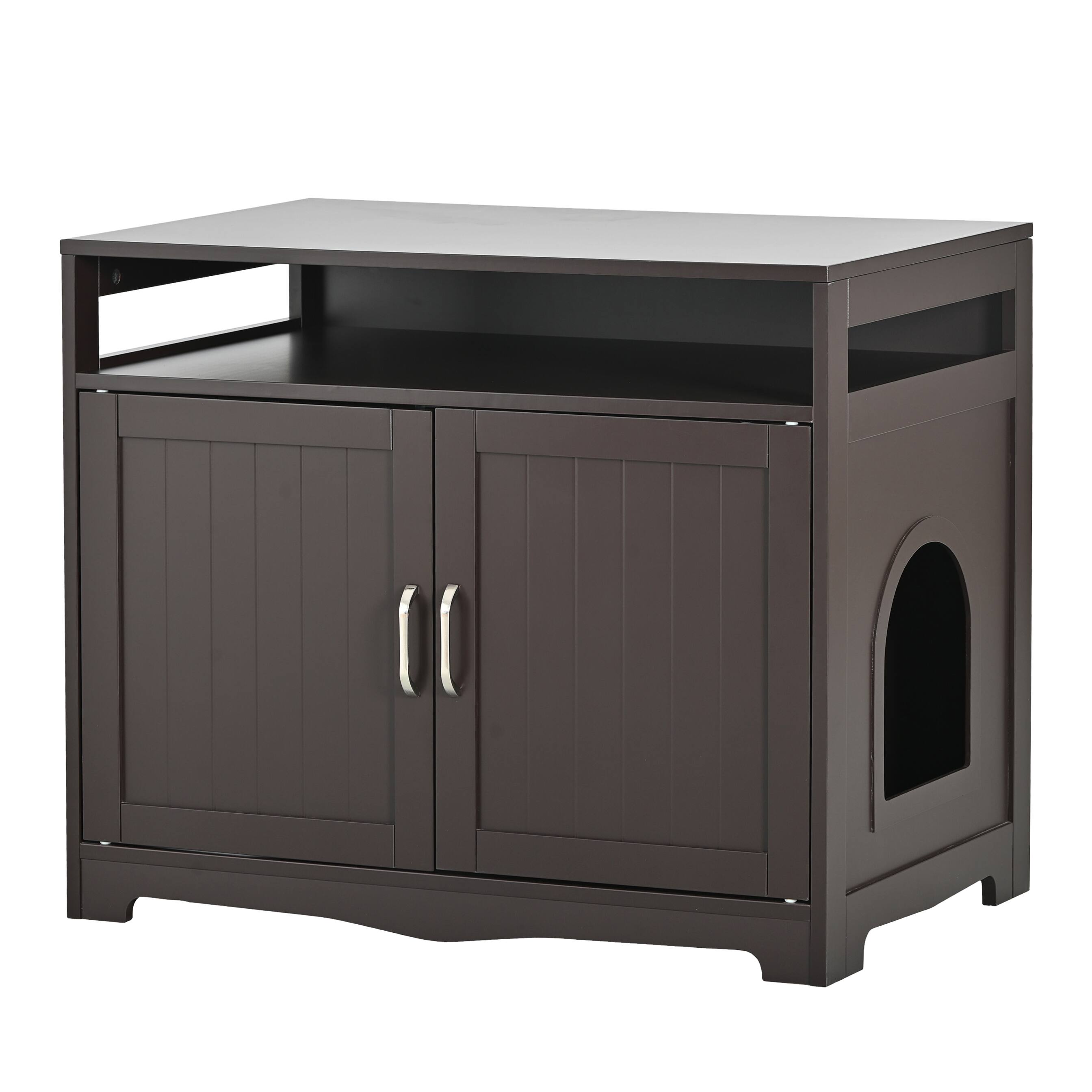 Dexmalle Dexmalle 2 Doors Litter Box Enclosure,Storage Bench Side Table ...