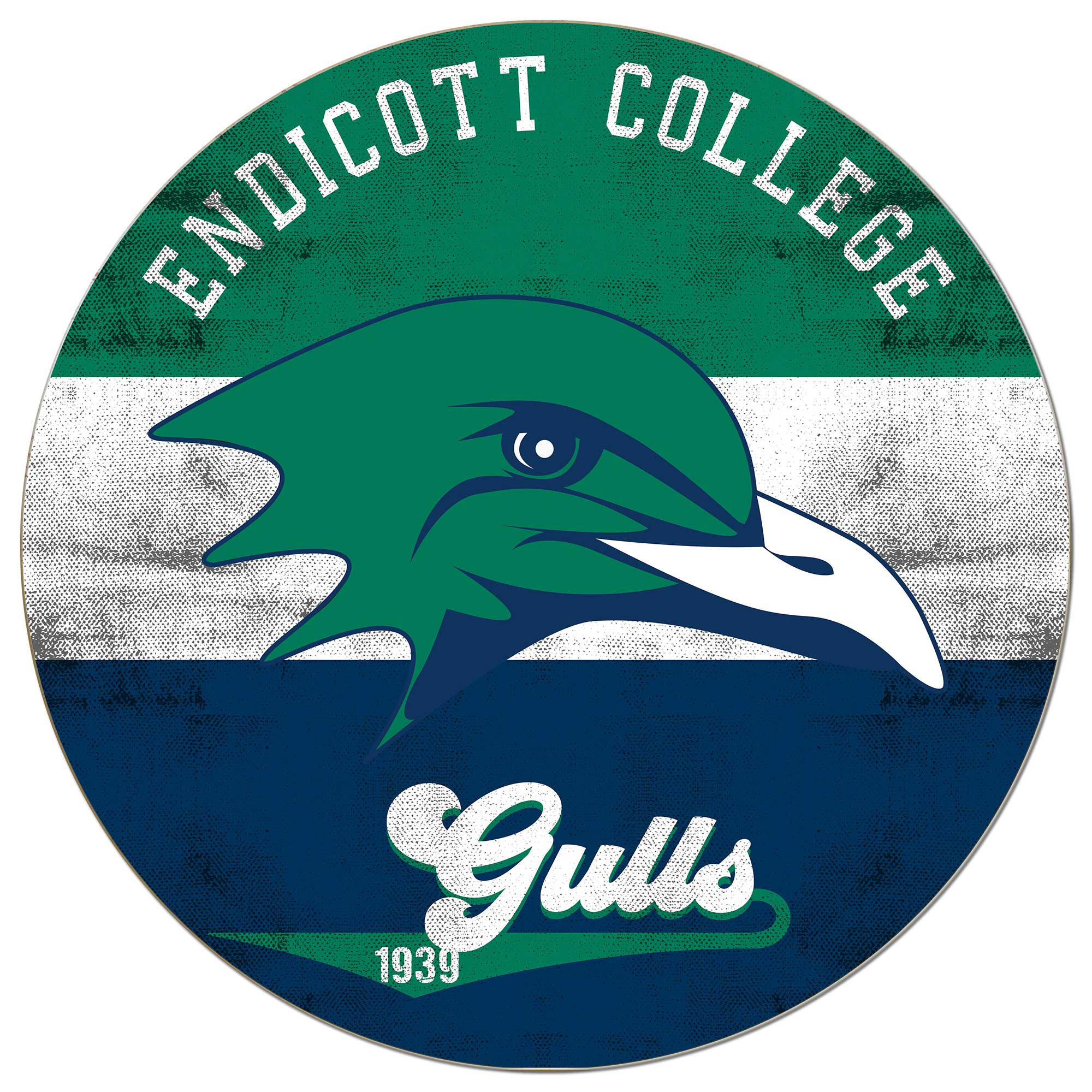 Jardine Endicott College 20'' x 20'' Retro Logo Circle Sign Green ...