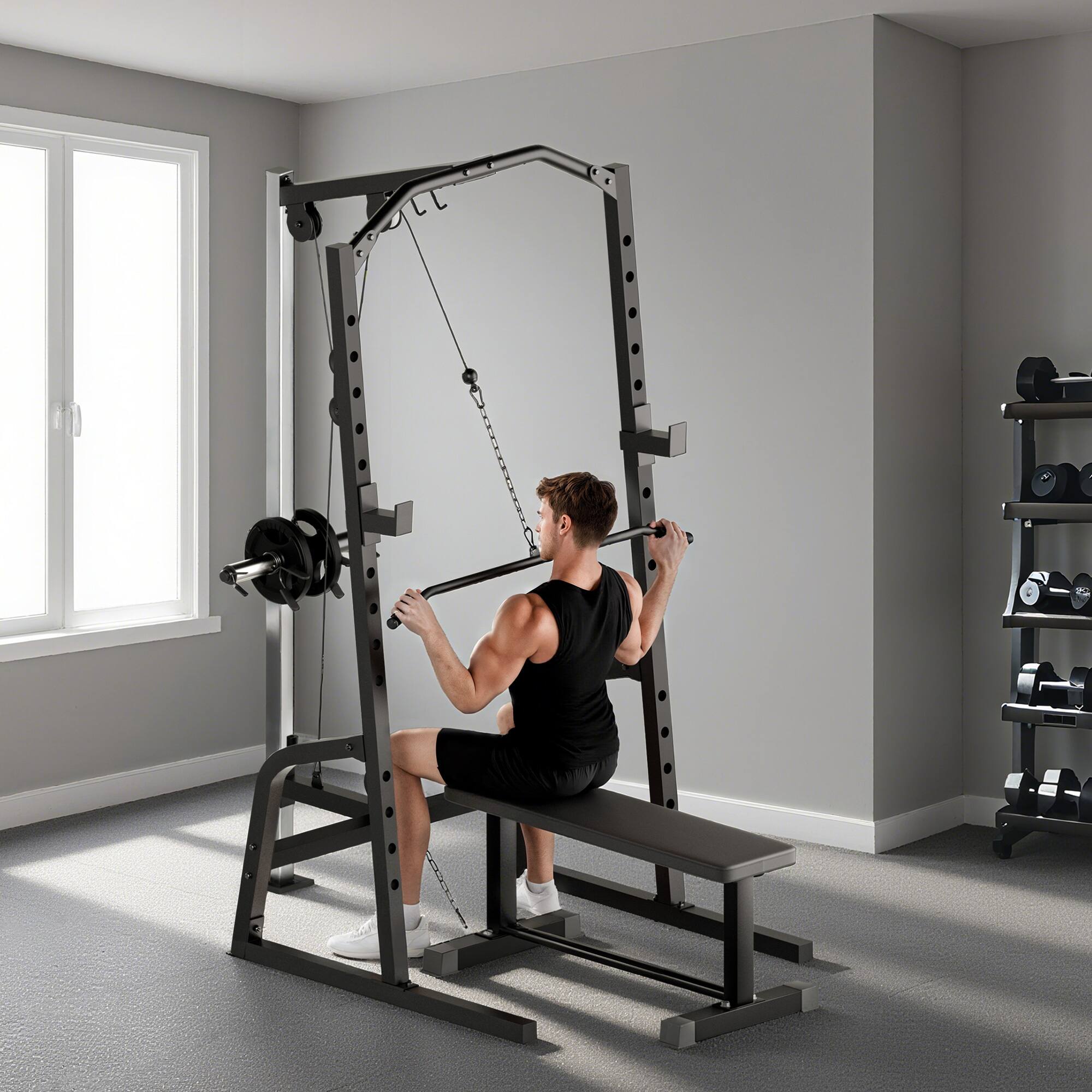 Soozier Power Cage, Multi Functional Power Rack with Cable Pulley ...