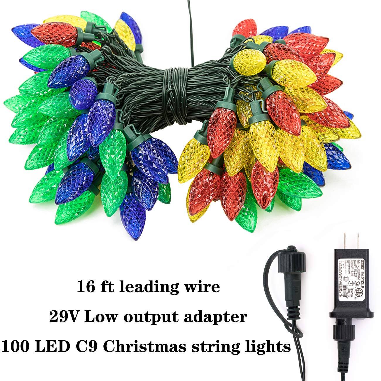 NICHOLAS KLEIN 100led C9 Christmas String Lights Plug In Fairy Twinkle ...