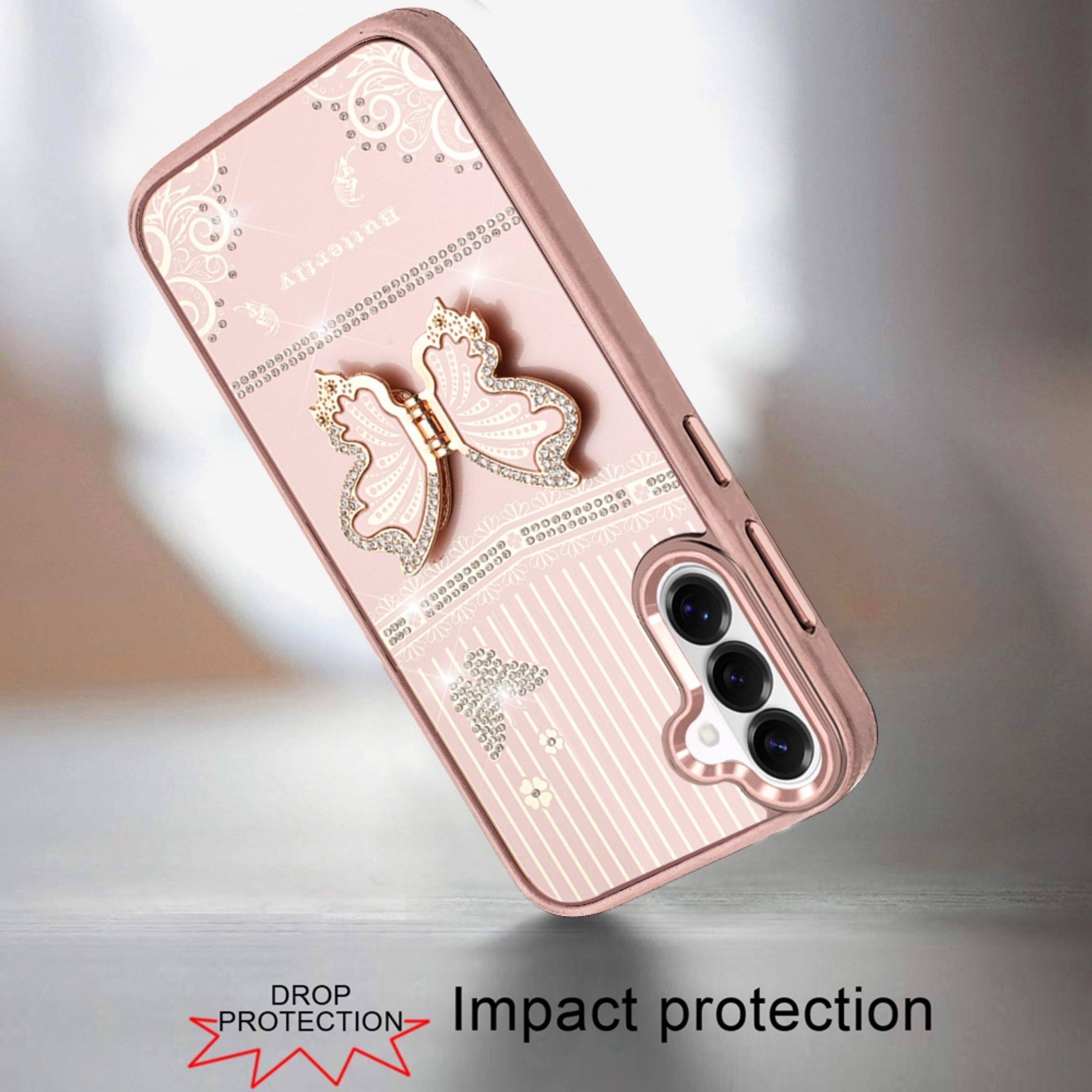 Kitcheniva 3D Butterfly Bling Charm Phone Case With Tempered Glass For ...