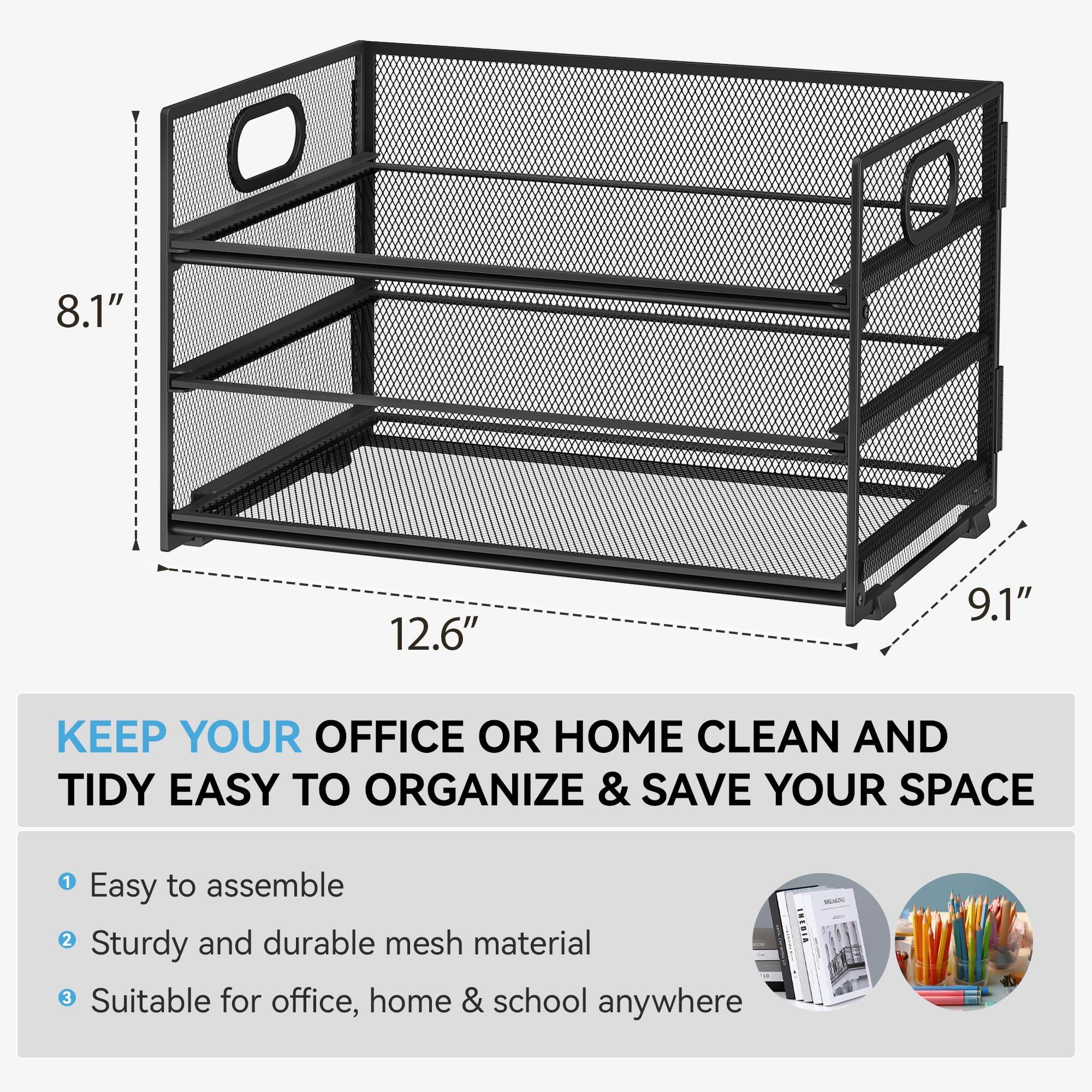 Paradigms Interiors 3 Tier Paper Letter Tray Organizer For Desk Metal ...