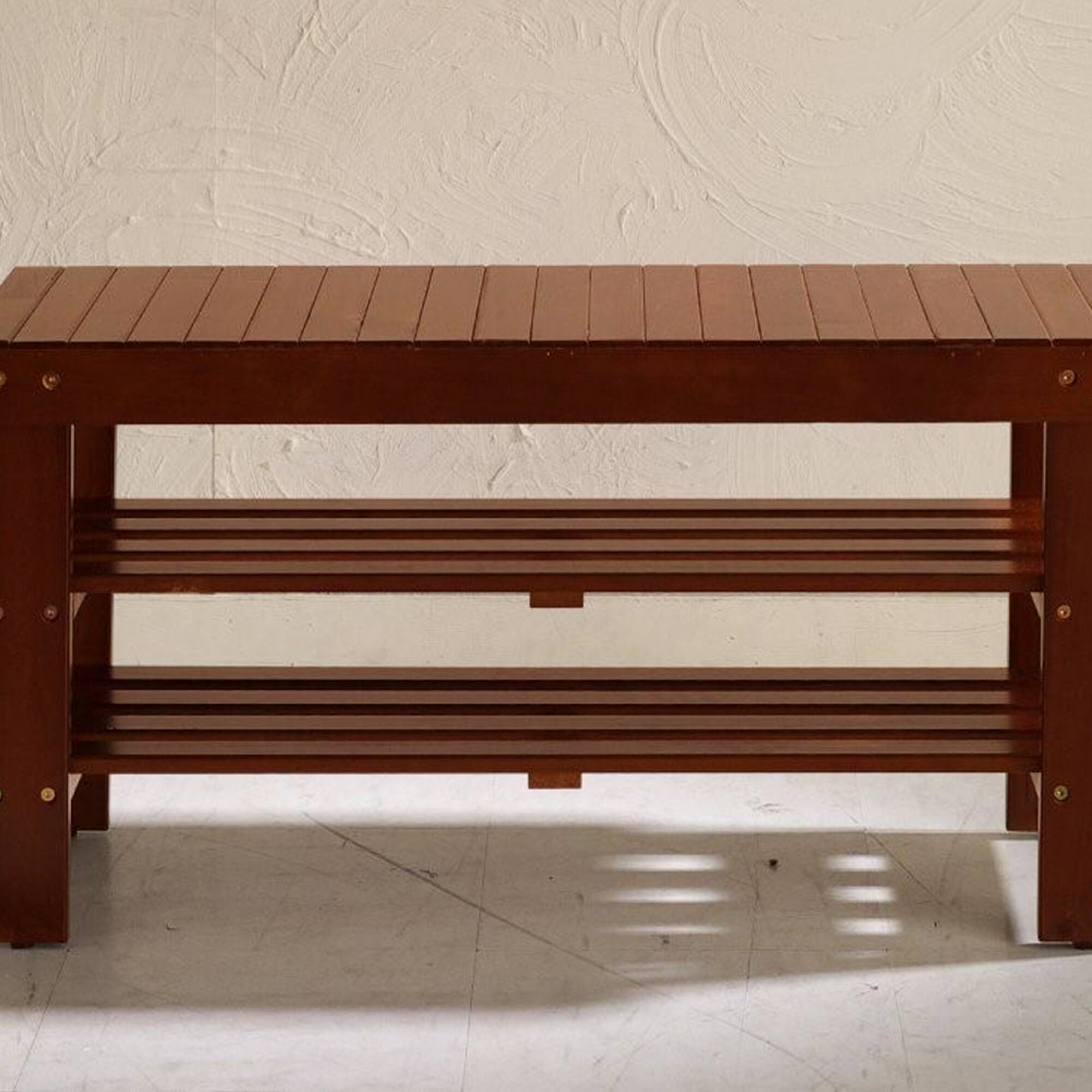 GOODSILO Solid Wood Shoe Bench with Storage Shelf, Durable Entryway ...
