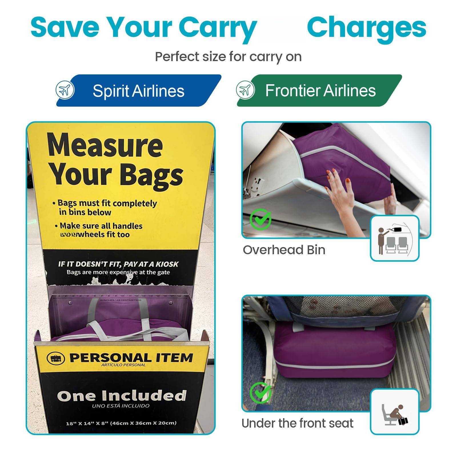 Paradigms Interiors Spirit Airlines Personal Item Bag x8 Carry On ...