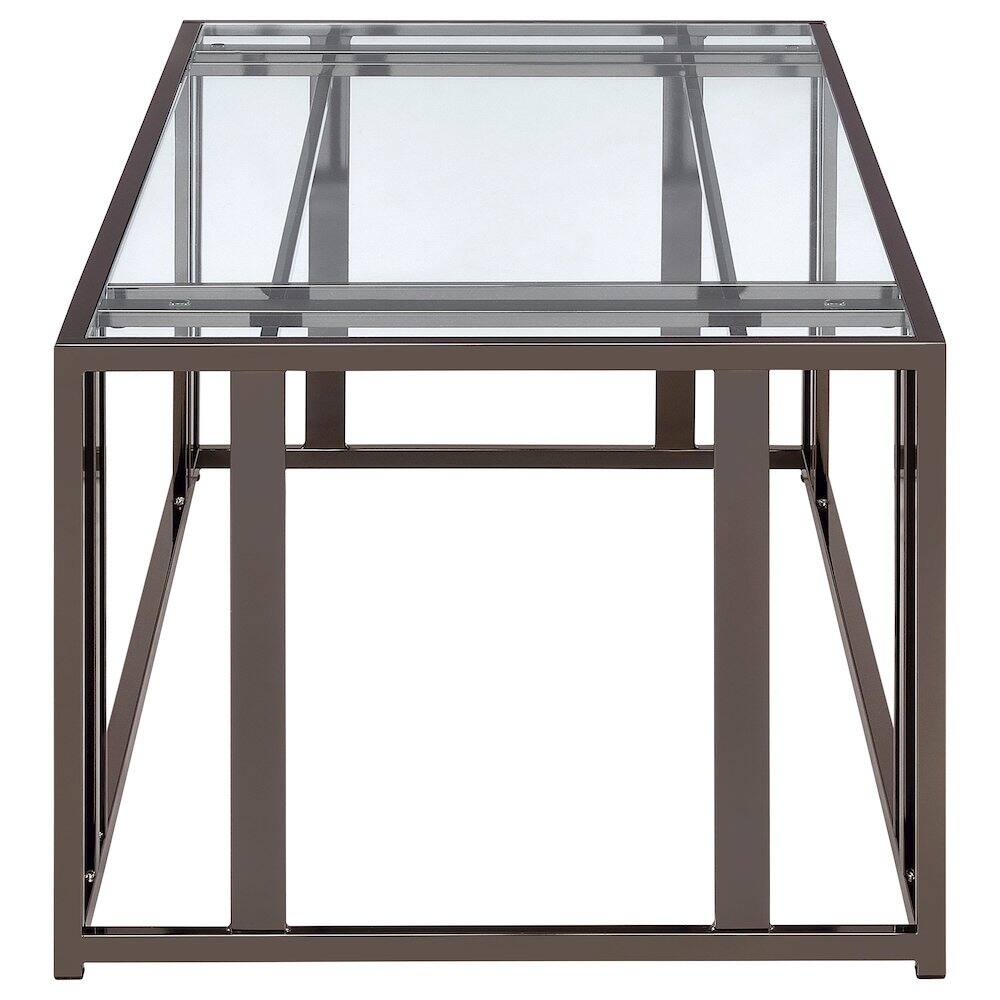 Coaster Co. of America Adri Rectangular Glass Top Coffee Table Nickel ...
