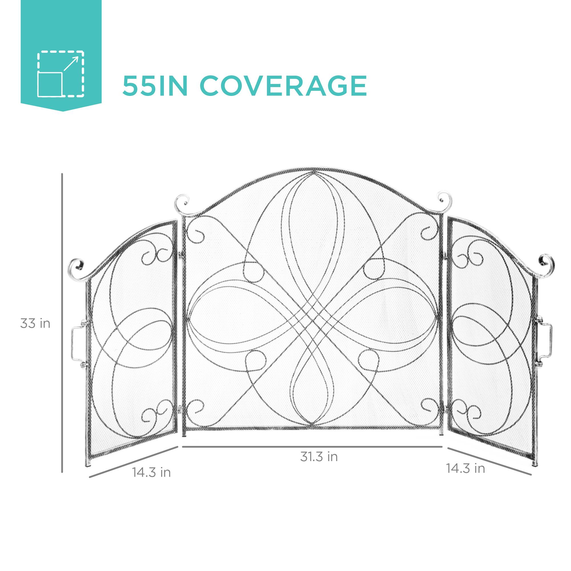 Best Choice Products 3 Panel 55x33in Wrought Iron Fireplace Safety ...