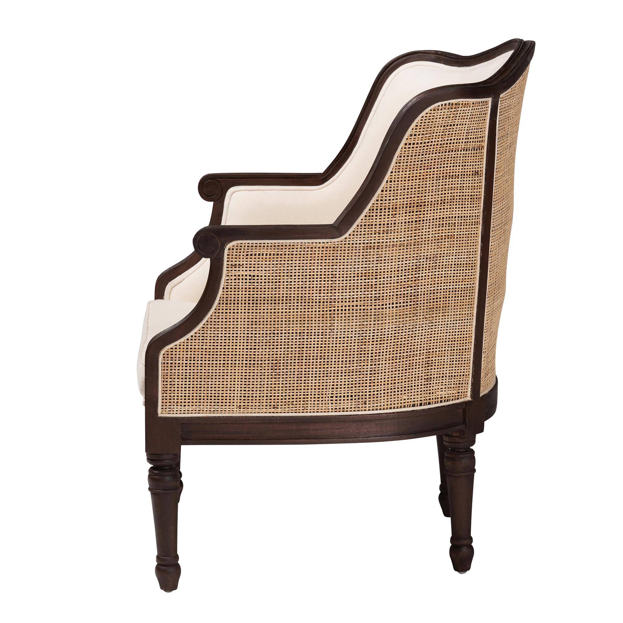 bali & pari Ornella Traditional French Fabric and Dark Finished Wood ...