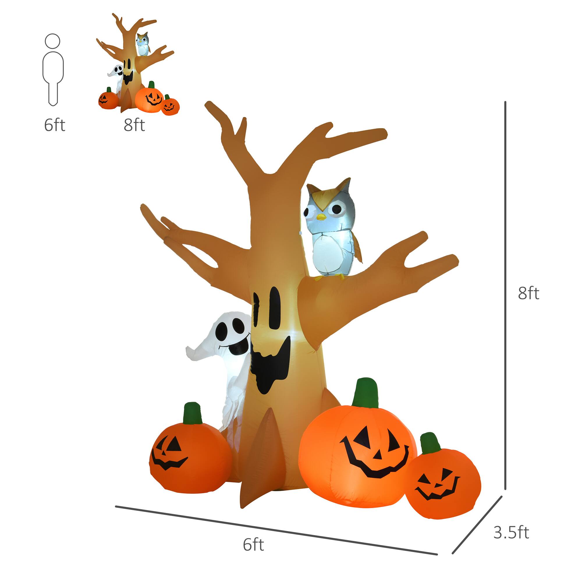 Ecooso 7.5FT Halloween Inflatable Tree with Ghost, Owl, and Pumpkins ...
