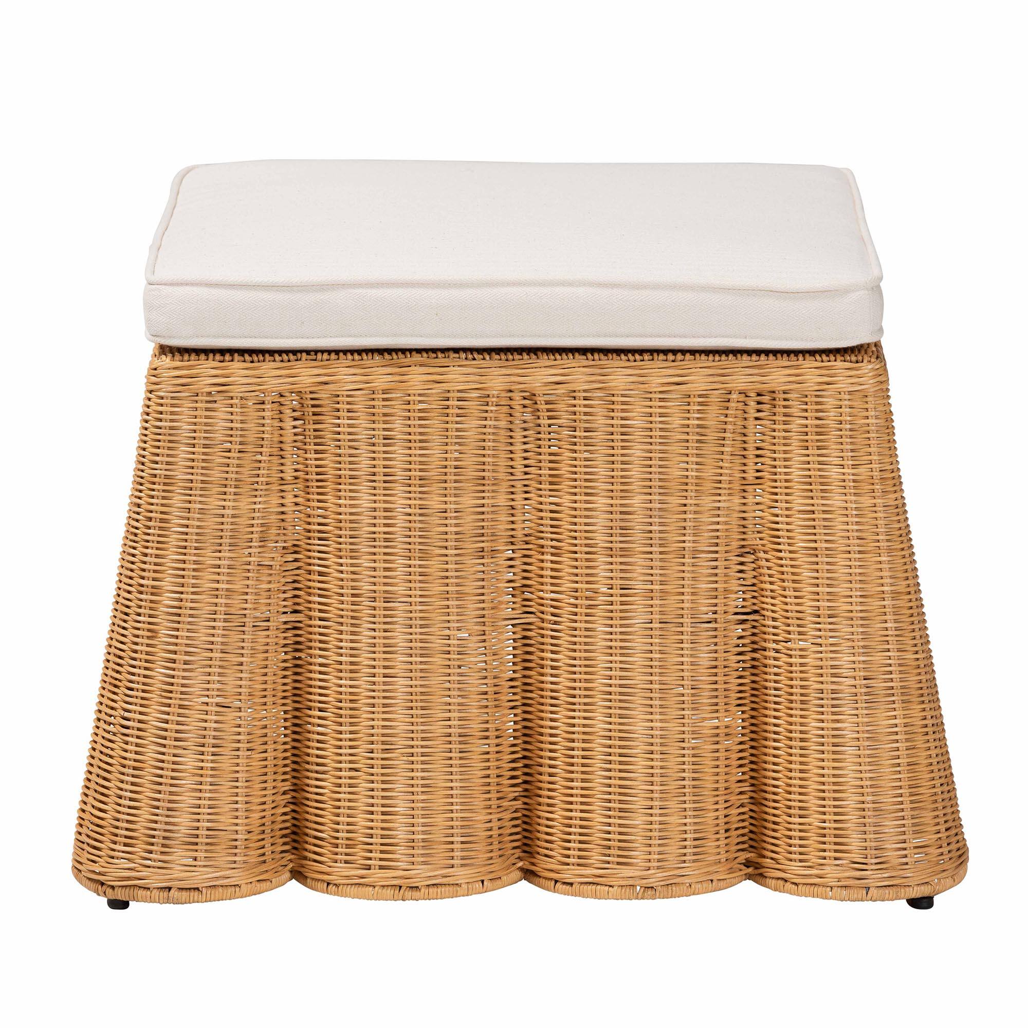 bali & pari Palm Bohemian Scallop Rattan Ottoman Honey 13633 - Best Buy