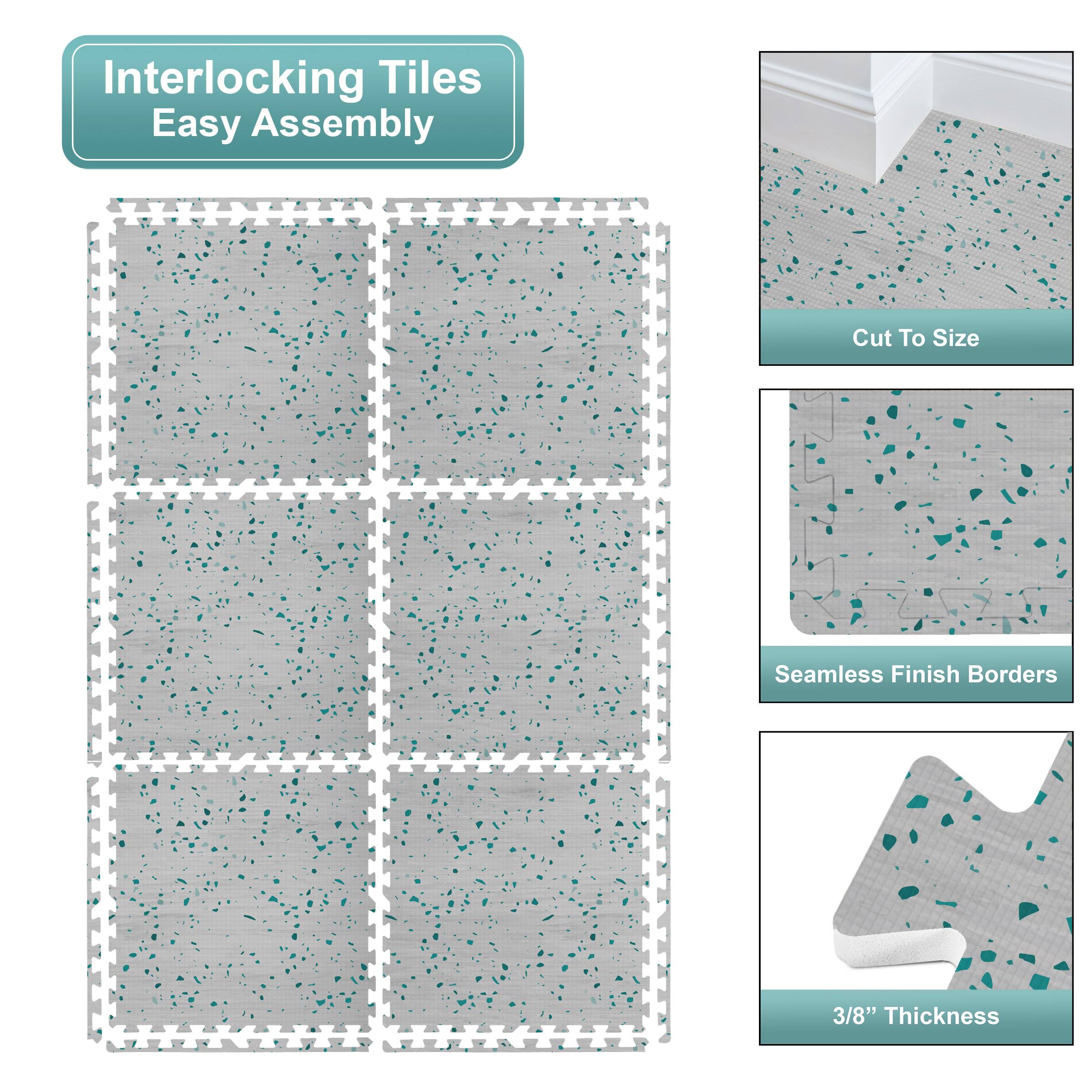 Sorbus 80 Sq. Ft. Wood Grain Floor Tiles Foam Mat EVA Interlocking Mats ...
