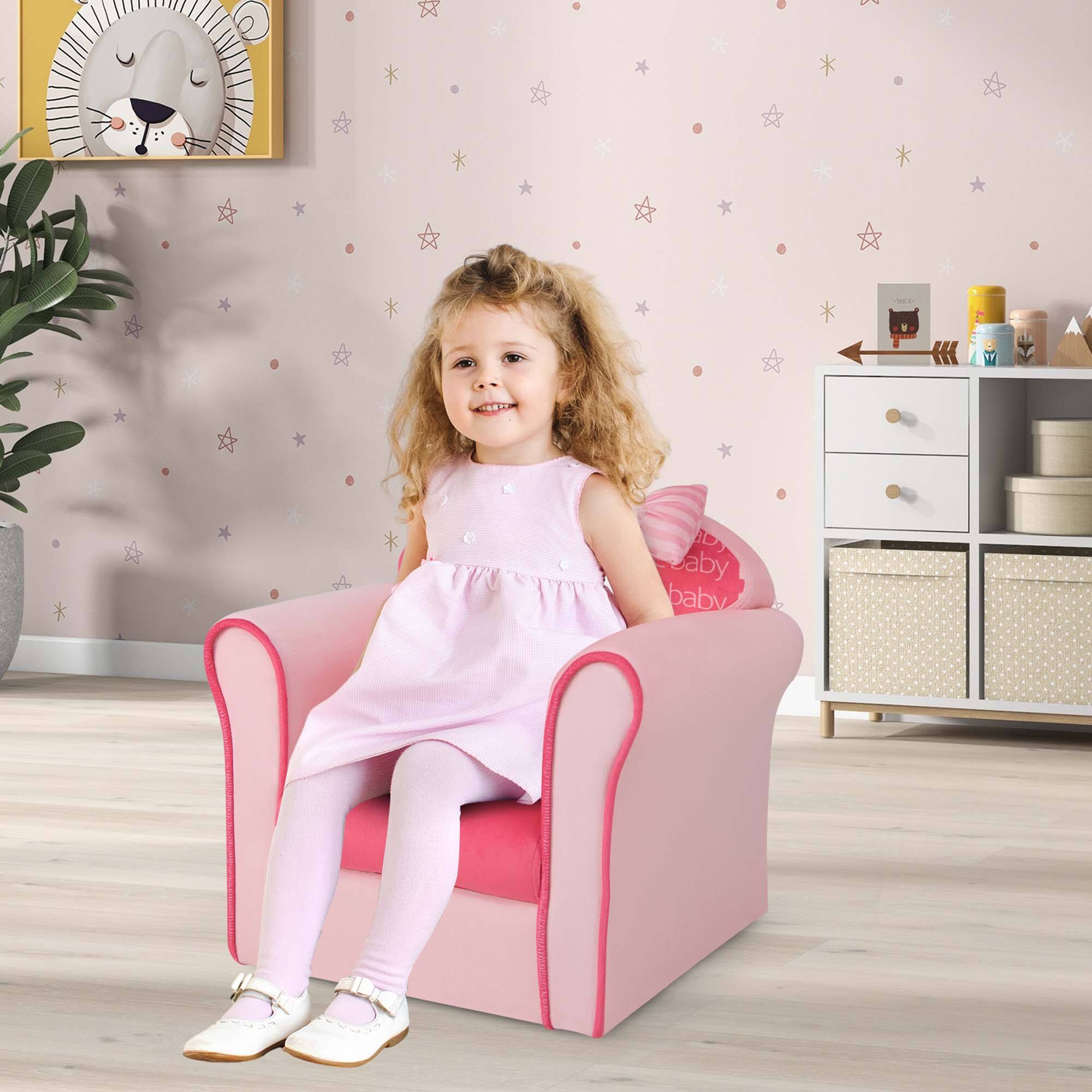 Costway Kids Cute Pink Bow Sofa Children Couch Toddler Upholstered ...