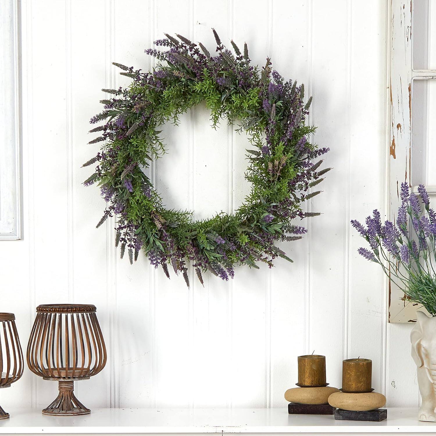 BreeBe 24" Lavender Artificial Wreath Green W1139 - Best Buy