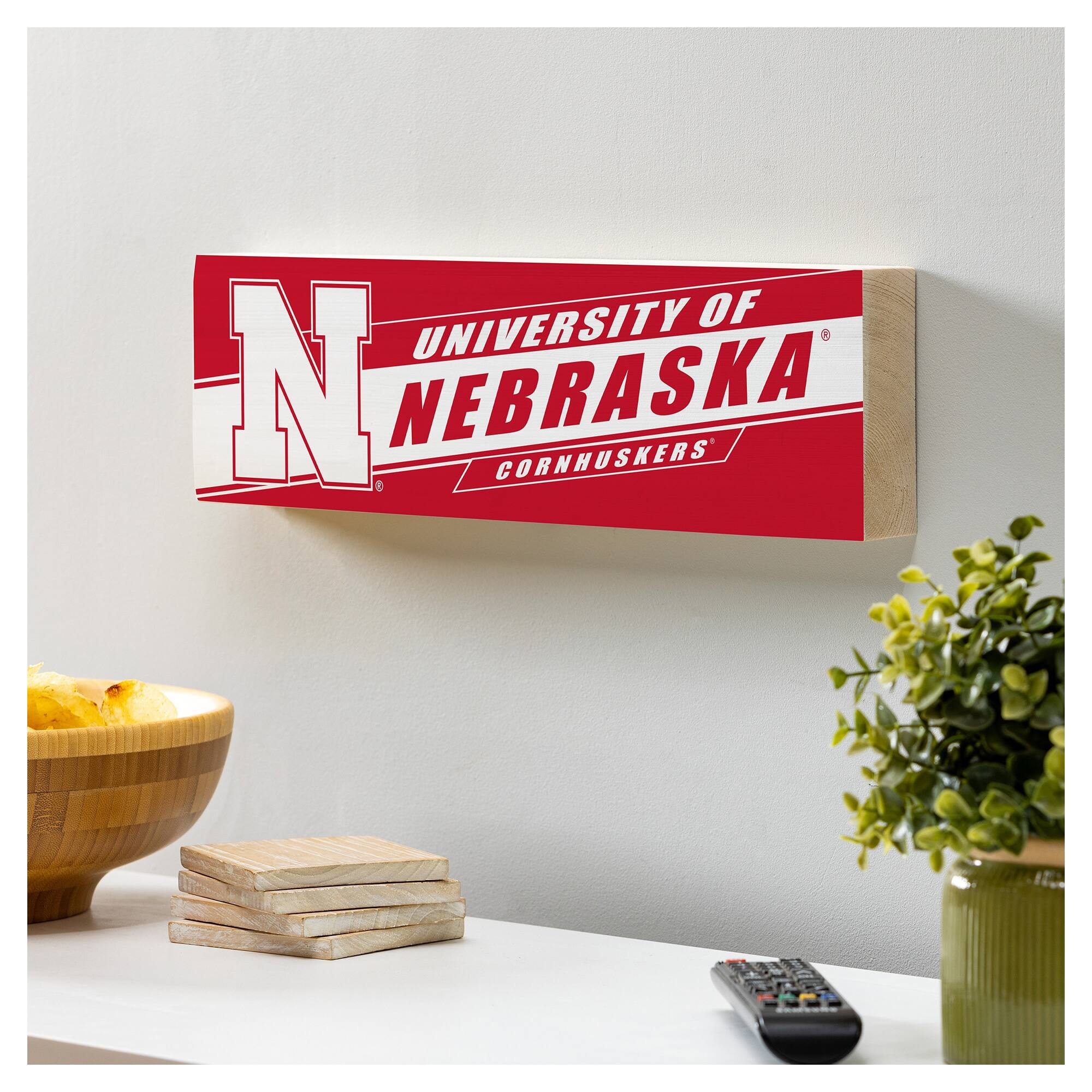 Evergreen Enterprises Nebraska Huskers 5" x 18" Shadow Logo Wood Mantle ...