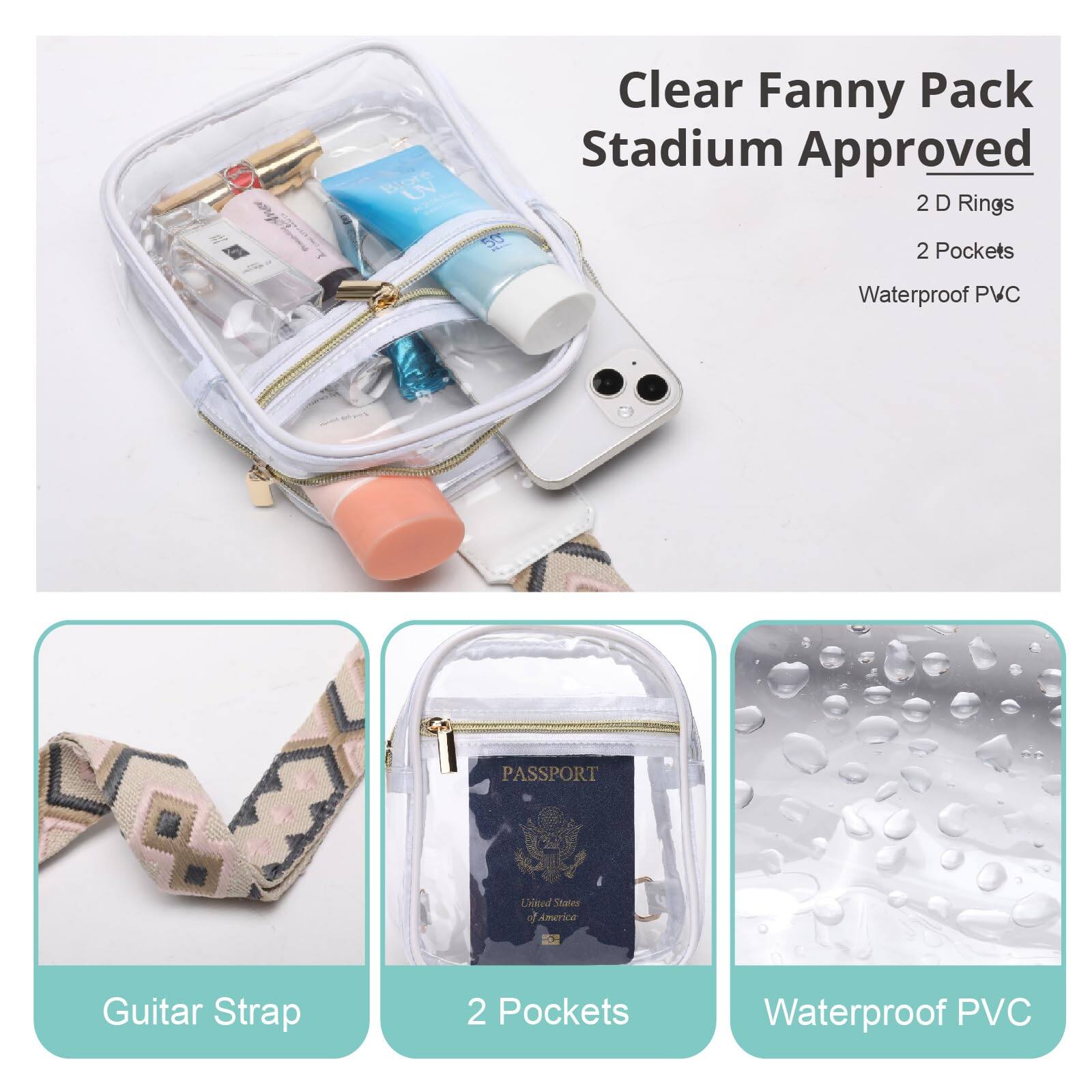 Live At Space Clear Sling Bag Stadium Approved Fanny Pack For Women ...