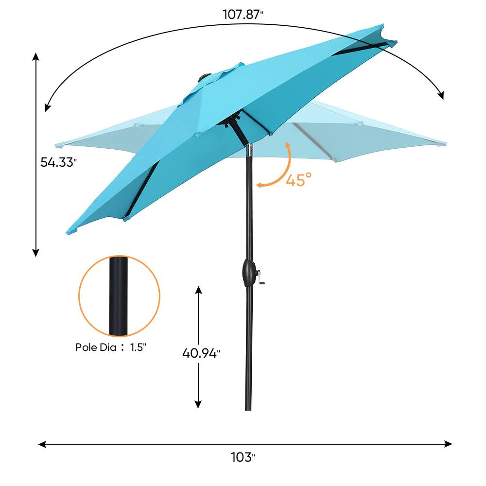 Ainfox 9ft Patio Umbrella Without Lights Blue BBSOTU028BL - Best Buy