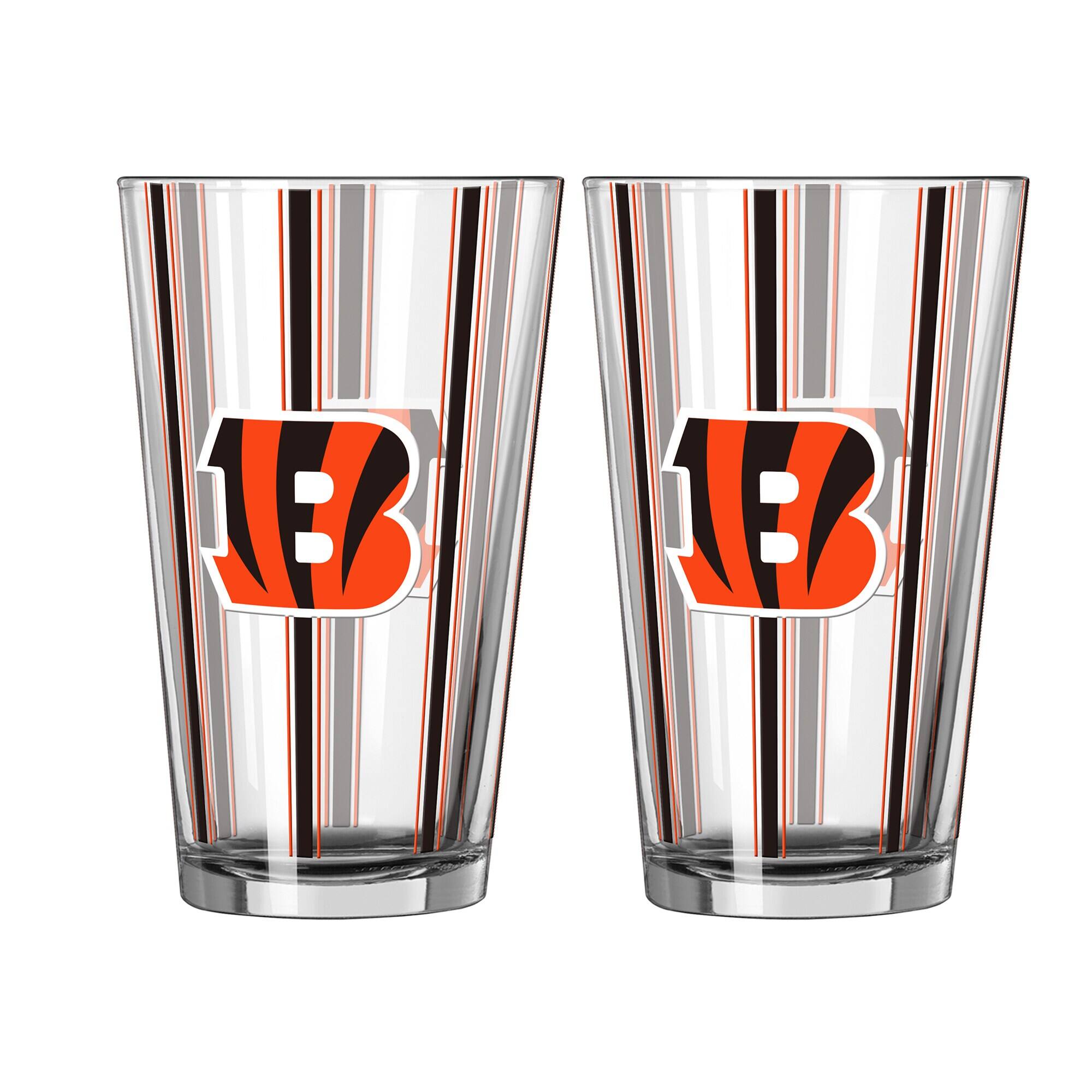 Logo Brands Cincinnati Bengals Two Piece 16oz. Striped Pint Glass Set ...